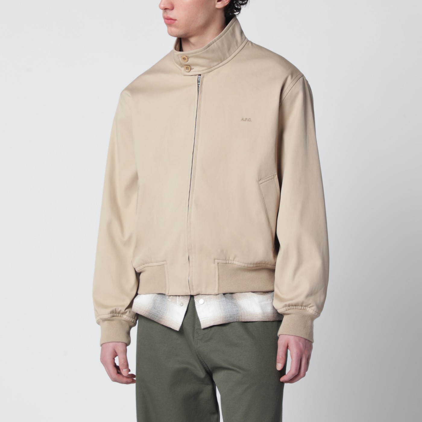A.P.C. Beige cotton zip-up jacket | TheDoubleF