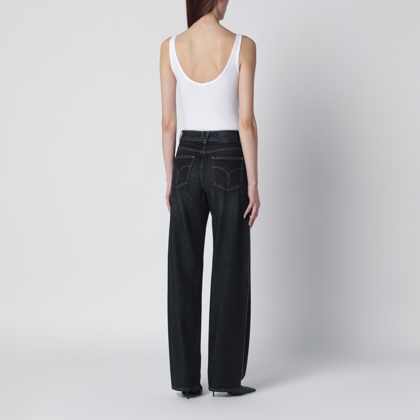 Versace Black jeans with studs and crystals | TheDoubleF