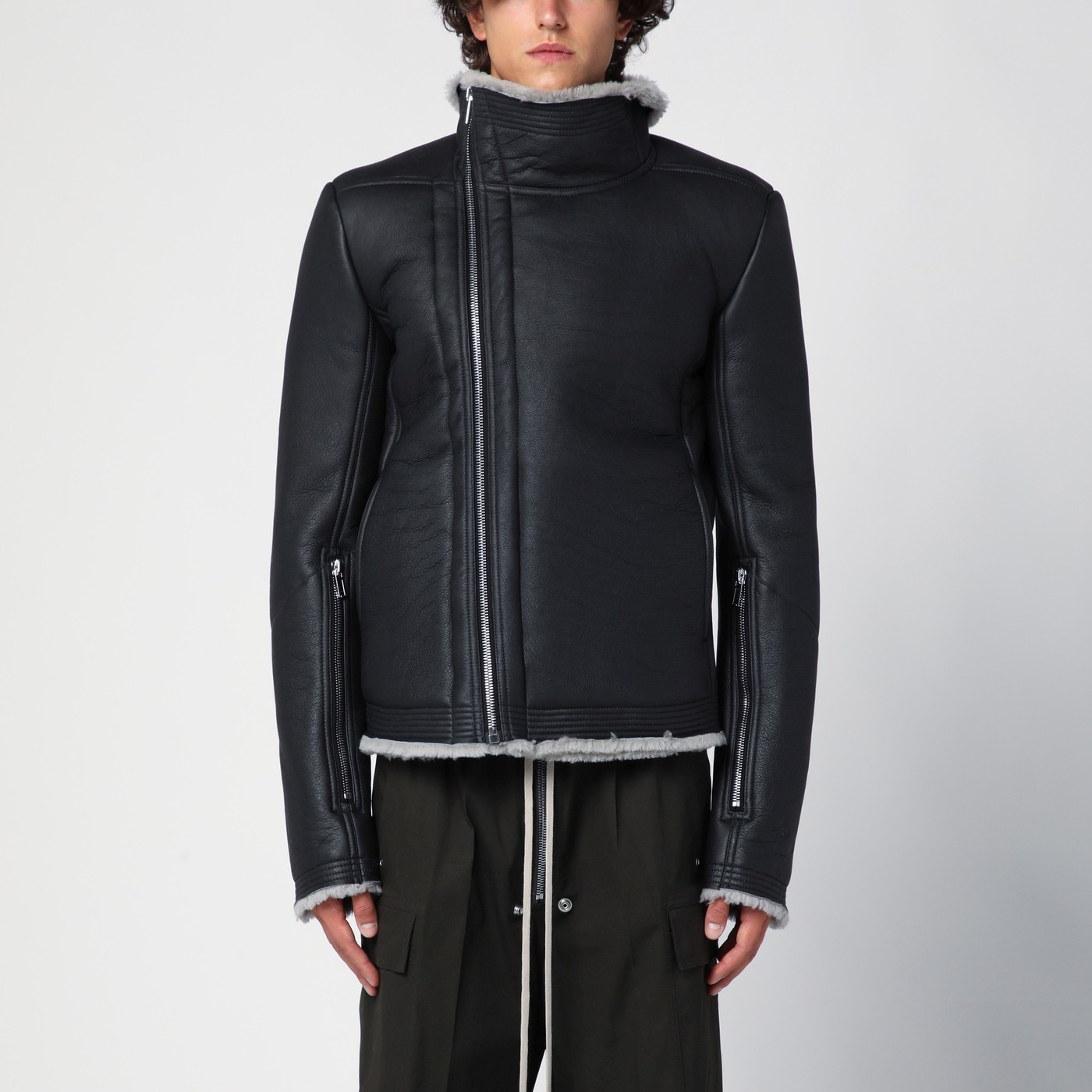 Rick Owens Black shearling Bauhaus jacket | TheDoubleF