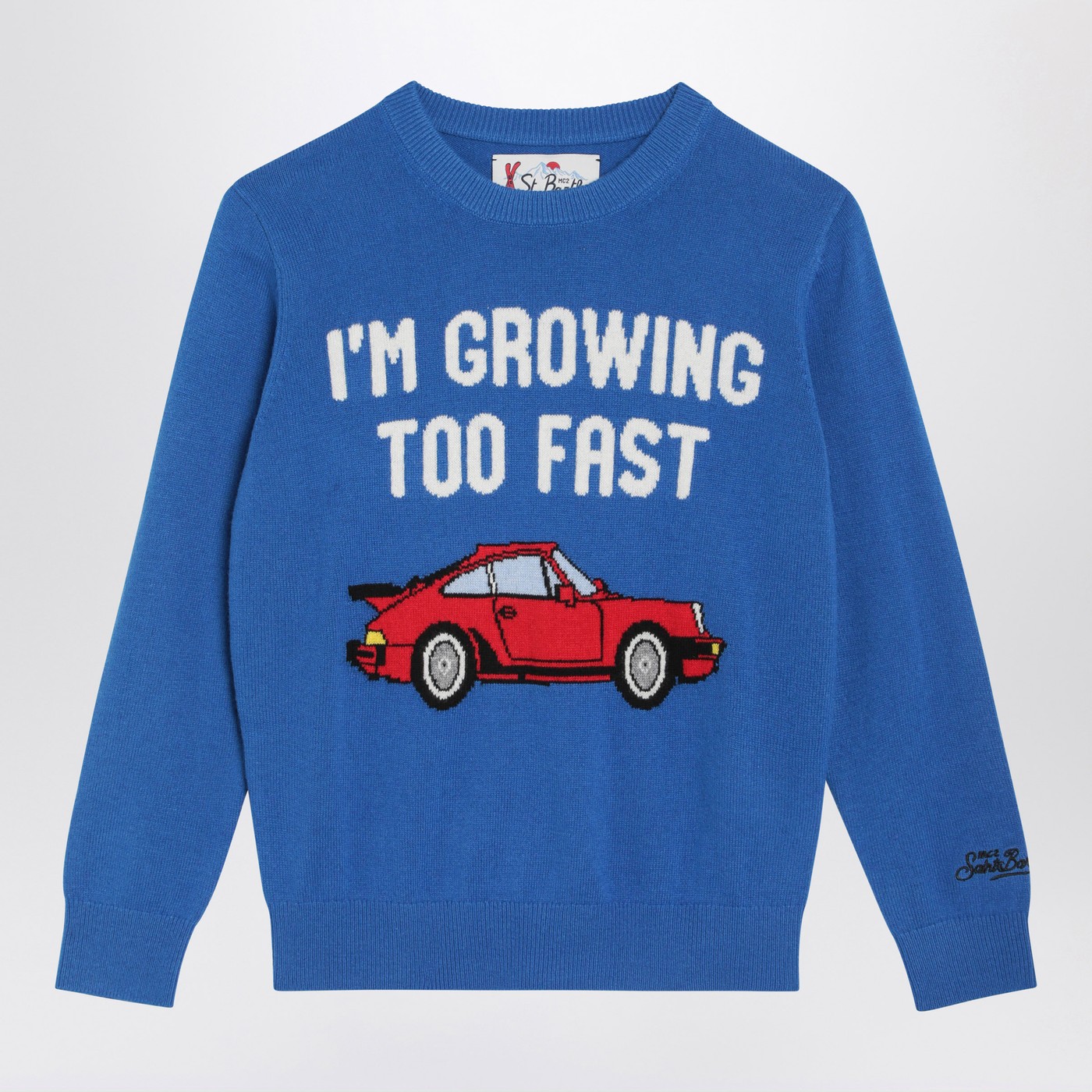 MC2 Saint Barth Blue wool-blend sweater with car | TheDoubleF
