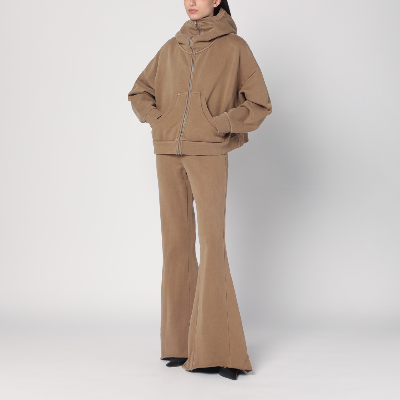 Entire Studios Pantalone a zampa beige in cotone | TheDoubleF