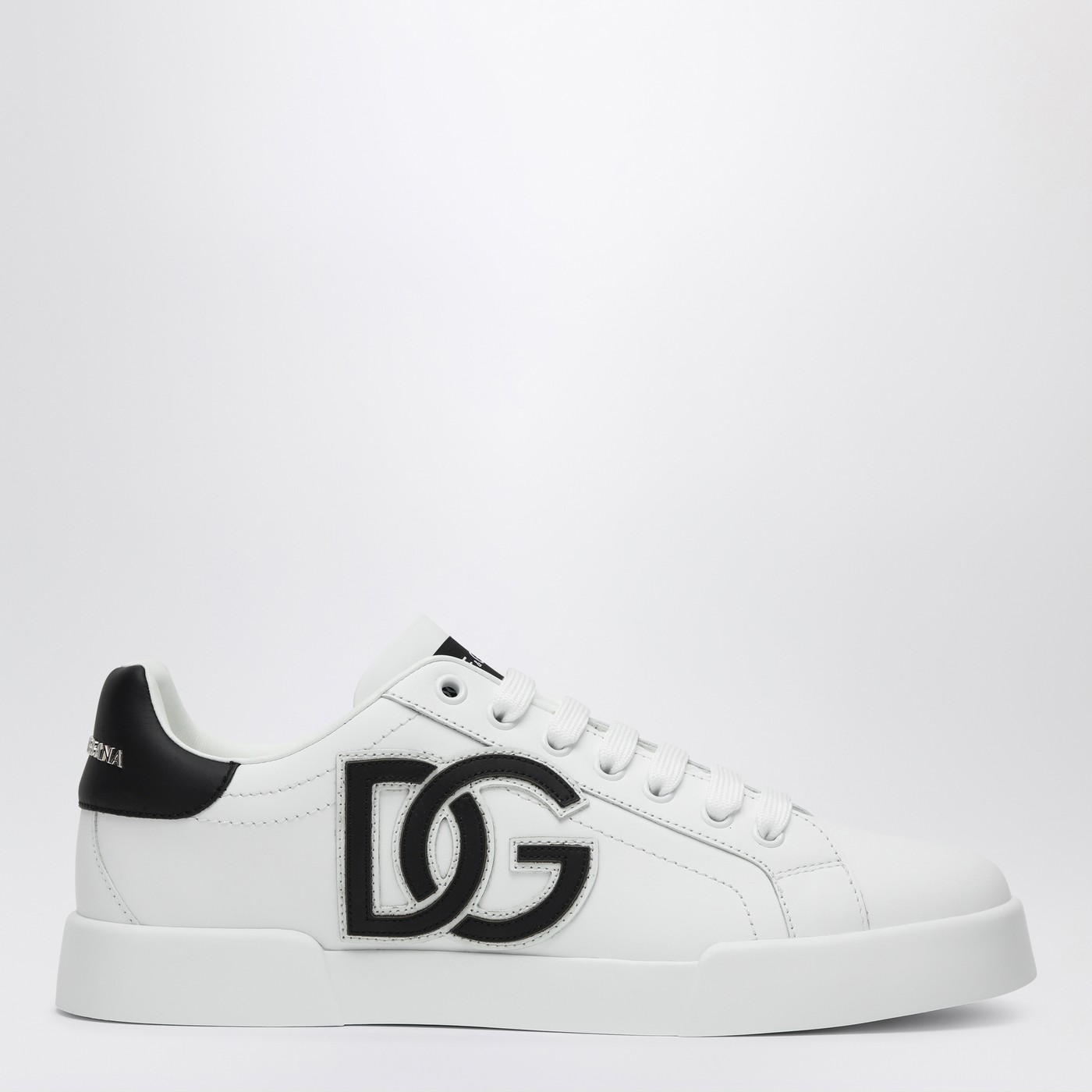 Dolce&Gabbana White/Black Portofino Sneakers in Leather | TheDoubleF