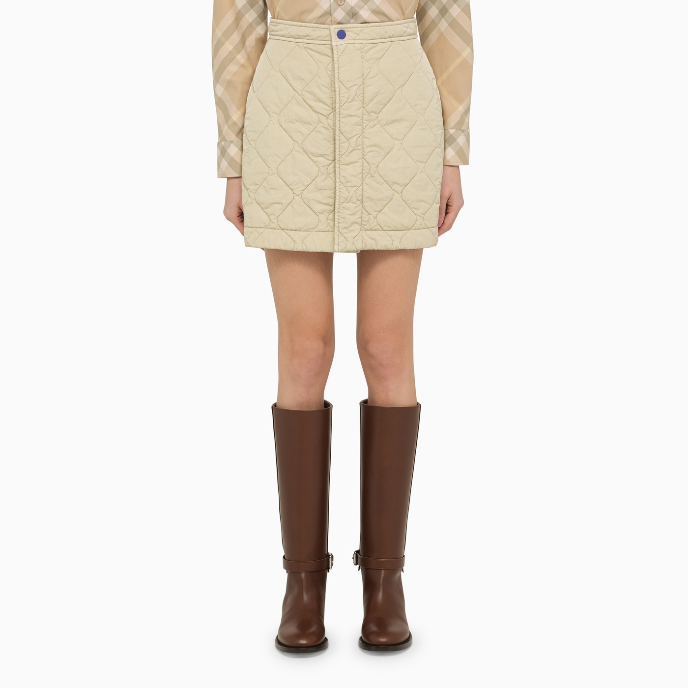 Burberry Beige quilted nylon miniskirt | TheDoubleF
