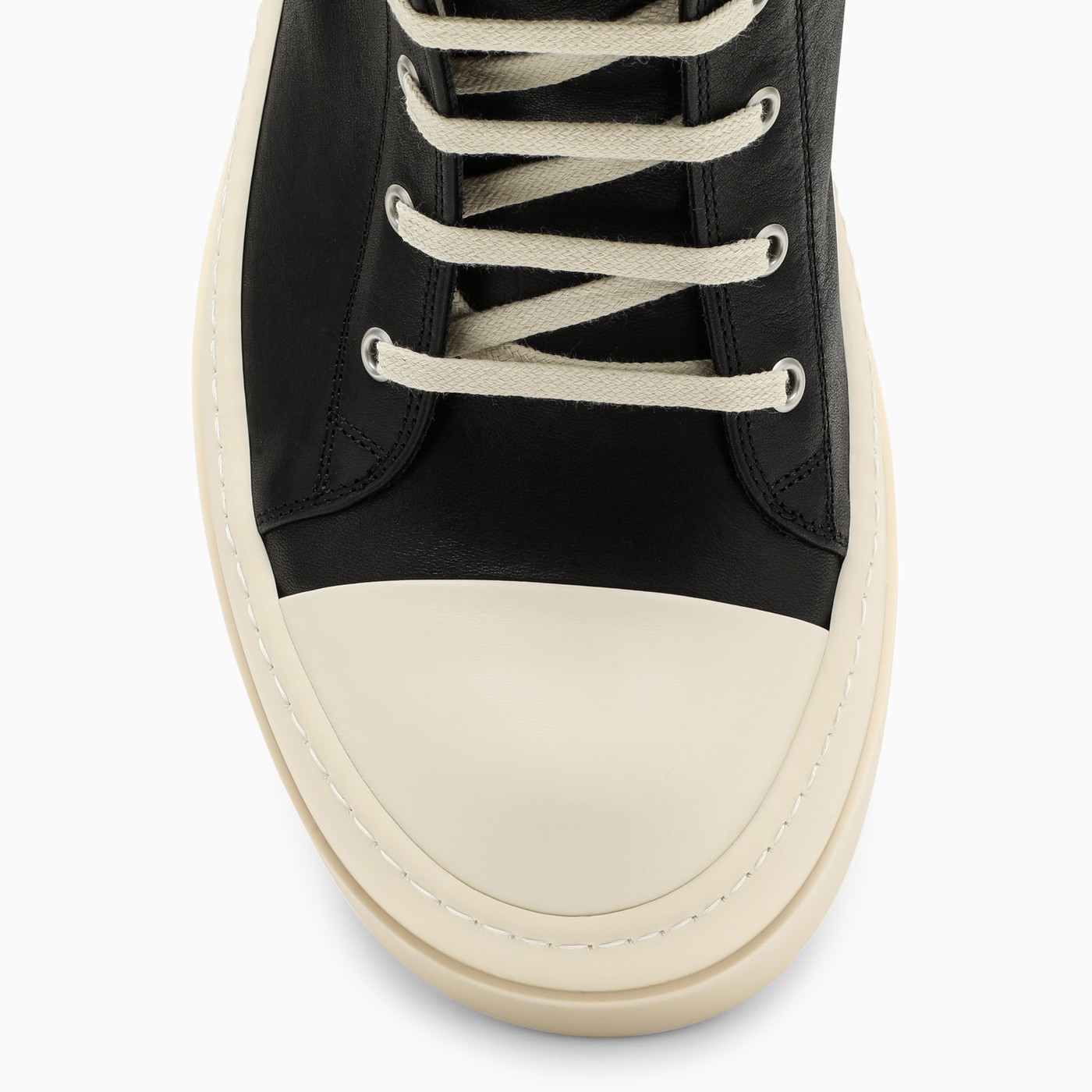 Rick Owens Luxor black/white leather high trainer | TheDoubleF