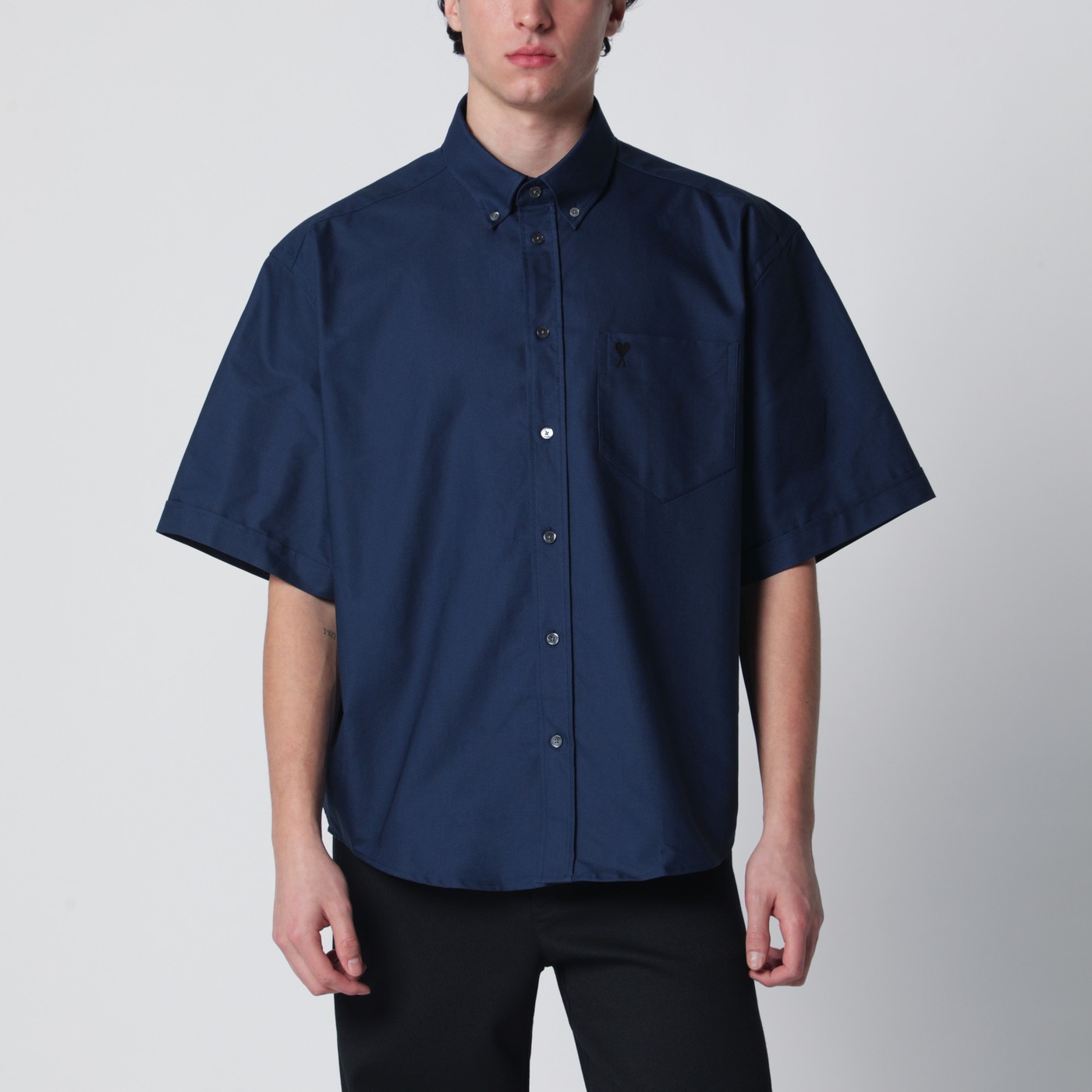Ami Paris Ink blue boxy Ami De Coeur shirt | TheDoubleF