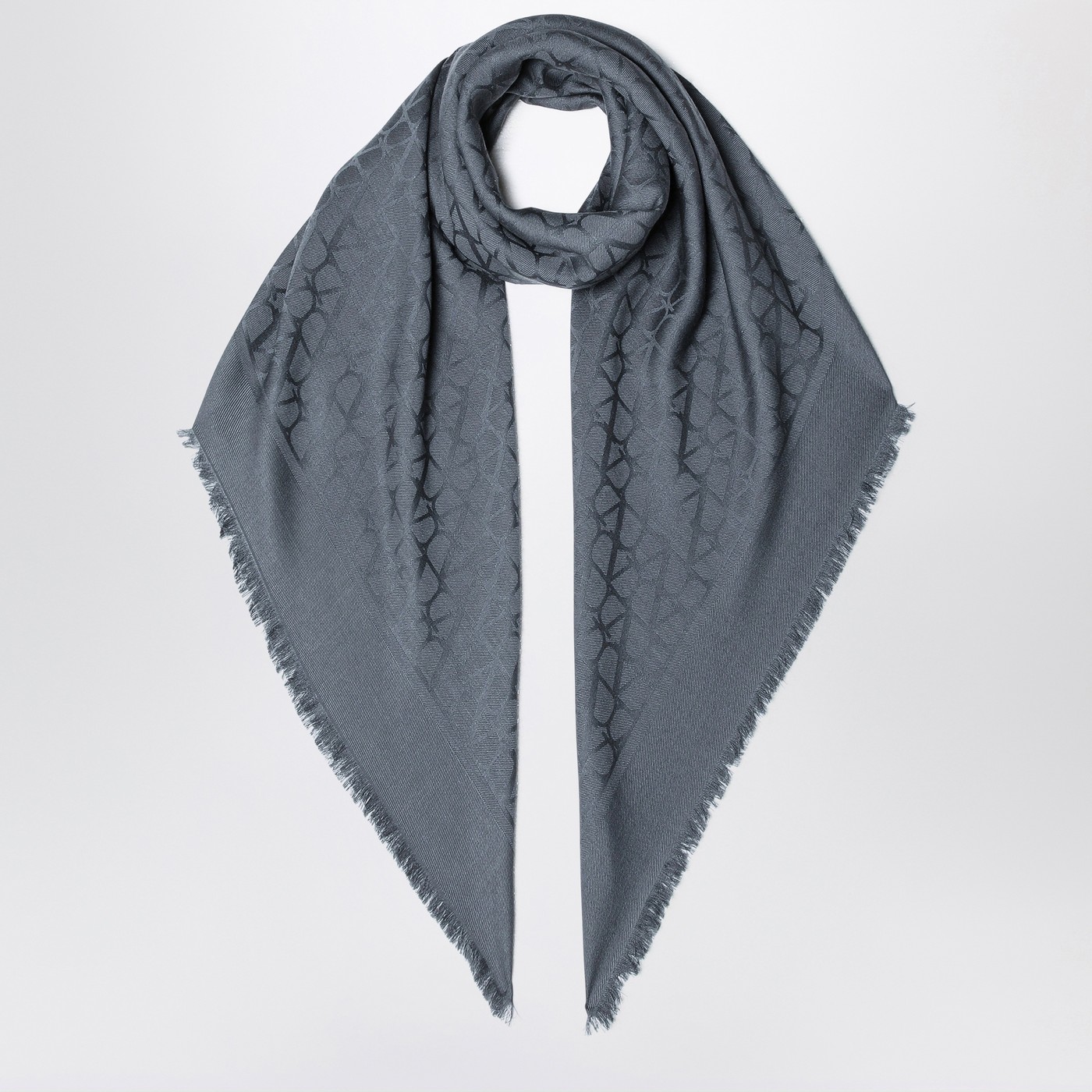 Valentino Garavani Stone grey stole Toile Iconographe in wool and silk ...