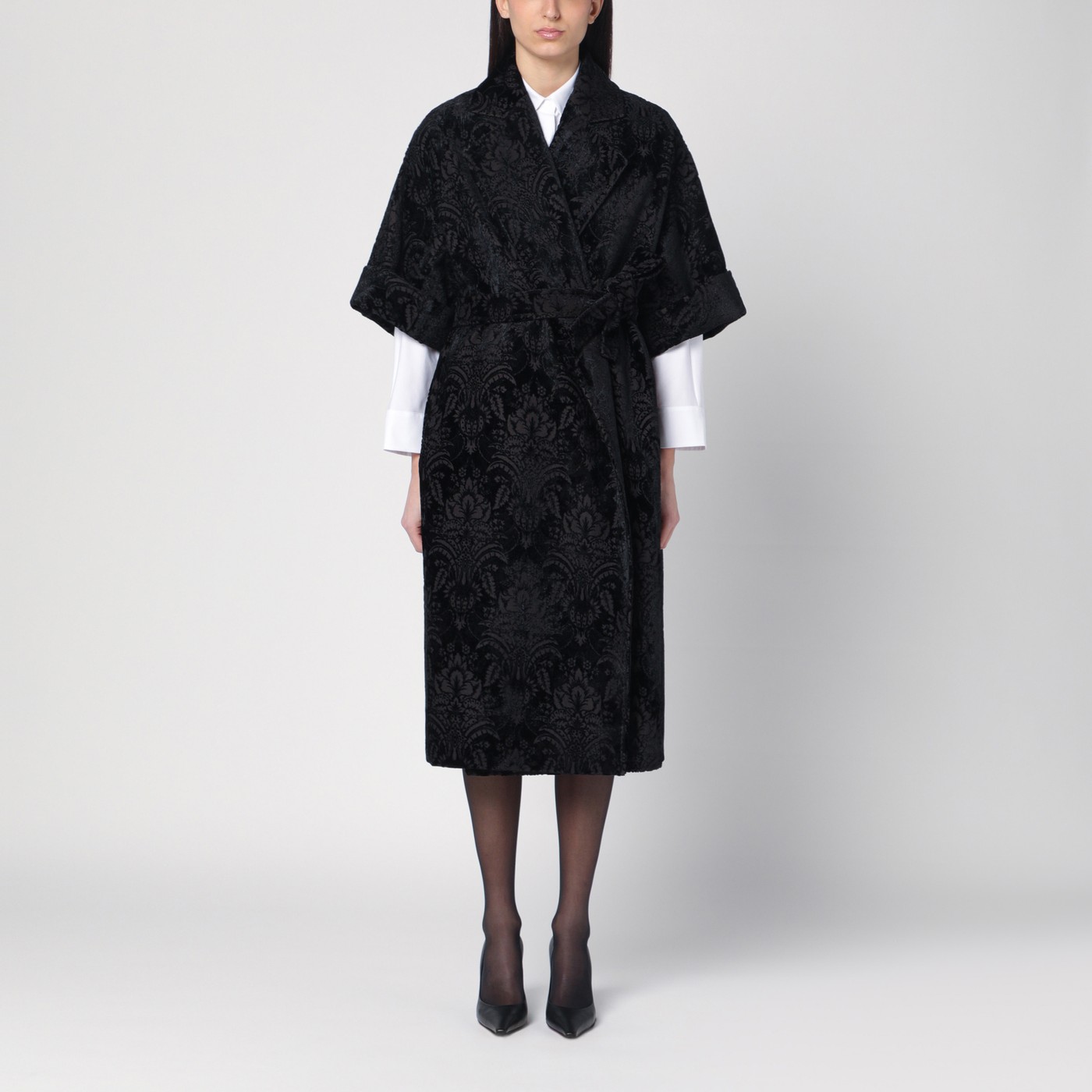 Max Mara Atelier Black damask velvet coat | TheDoubleF