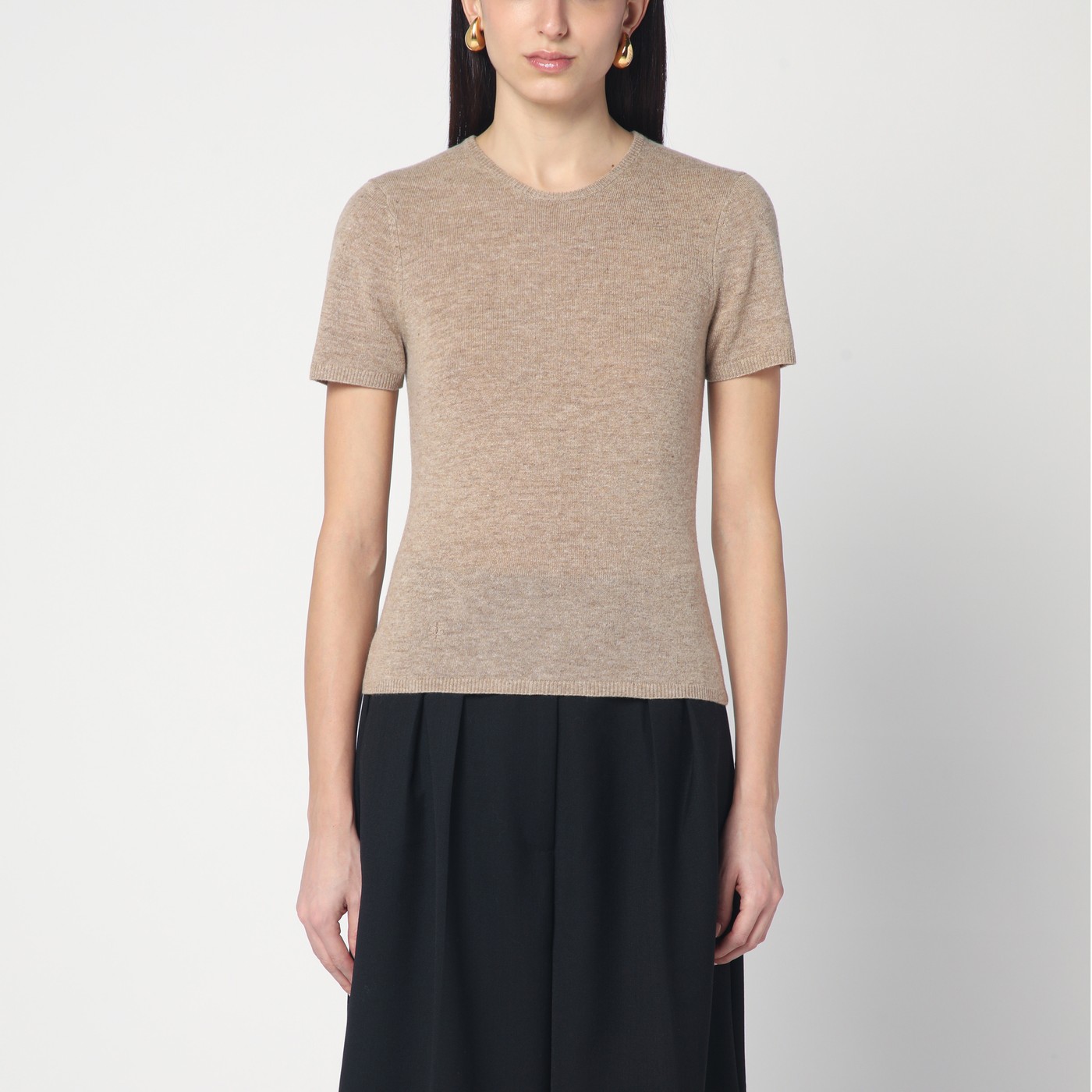 the garment Camel colour Como sweater in wool | TheDoubleF