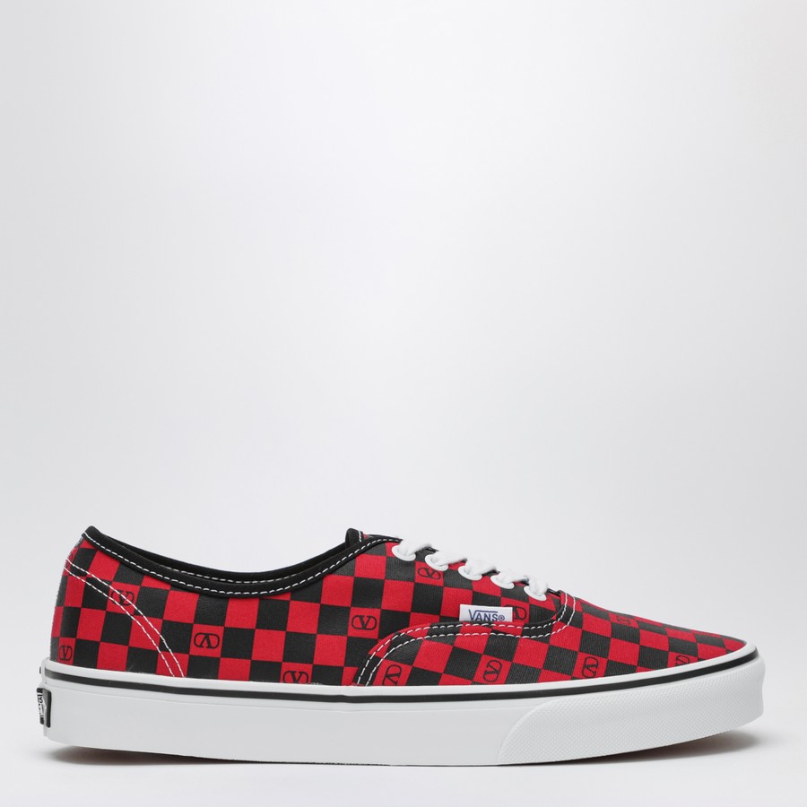 dark red checkered vans