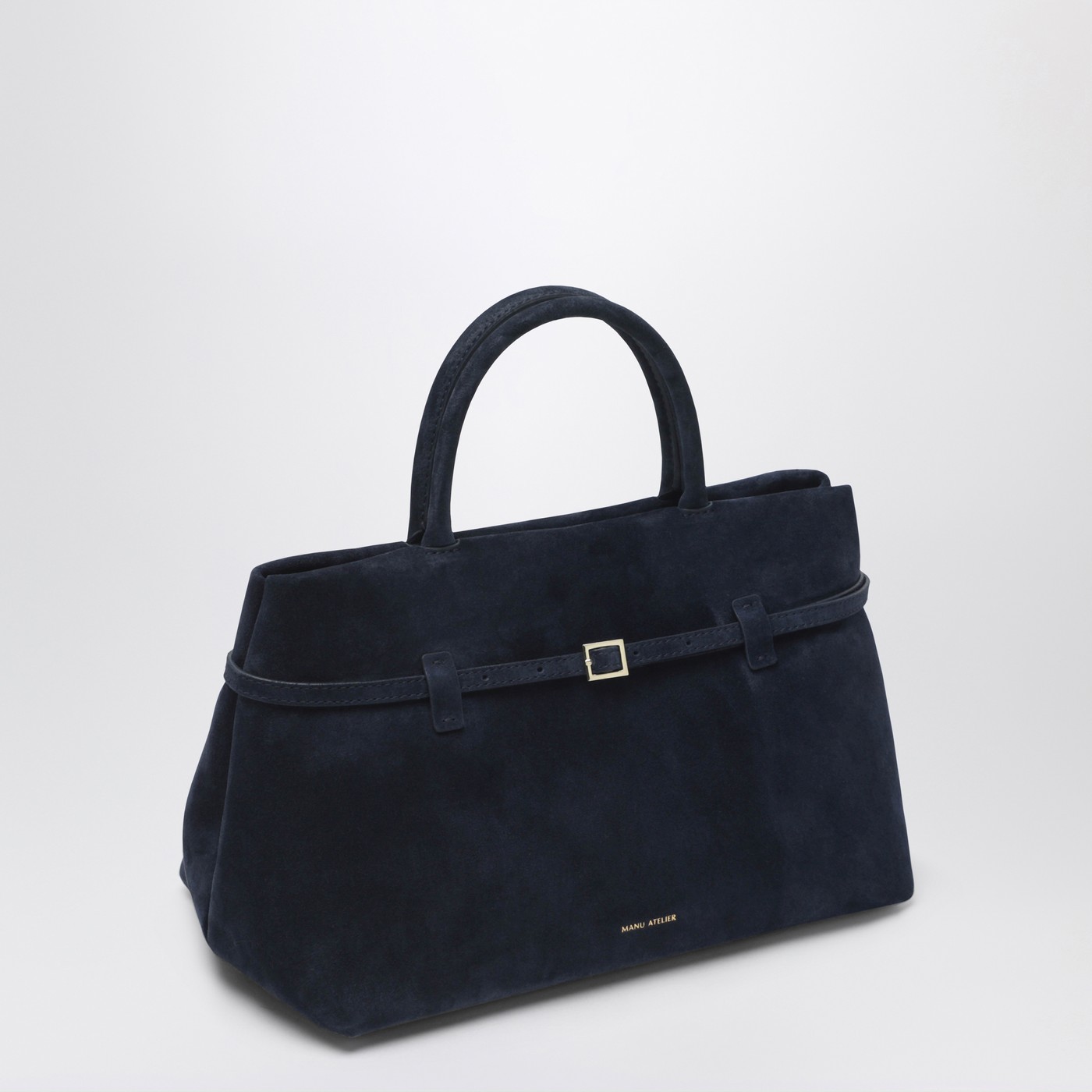 Manu Atelier Le Cambon 35 dark blue suede bag | TheDoubleF