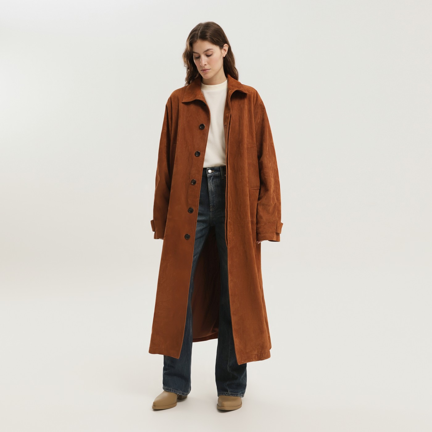 1989 STUDIO Brown corduroy leather Mackintosh coat | TheDoubleF