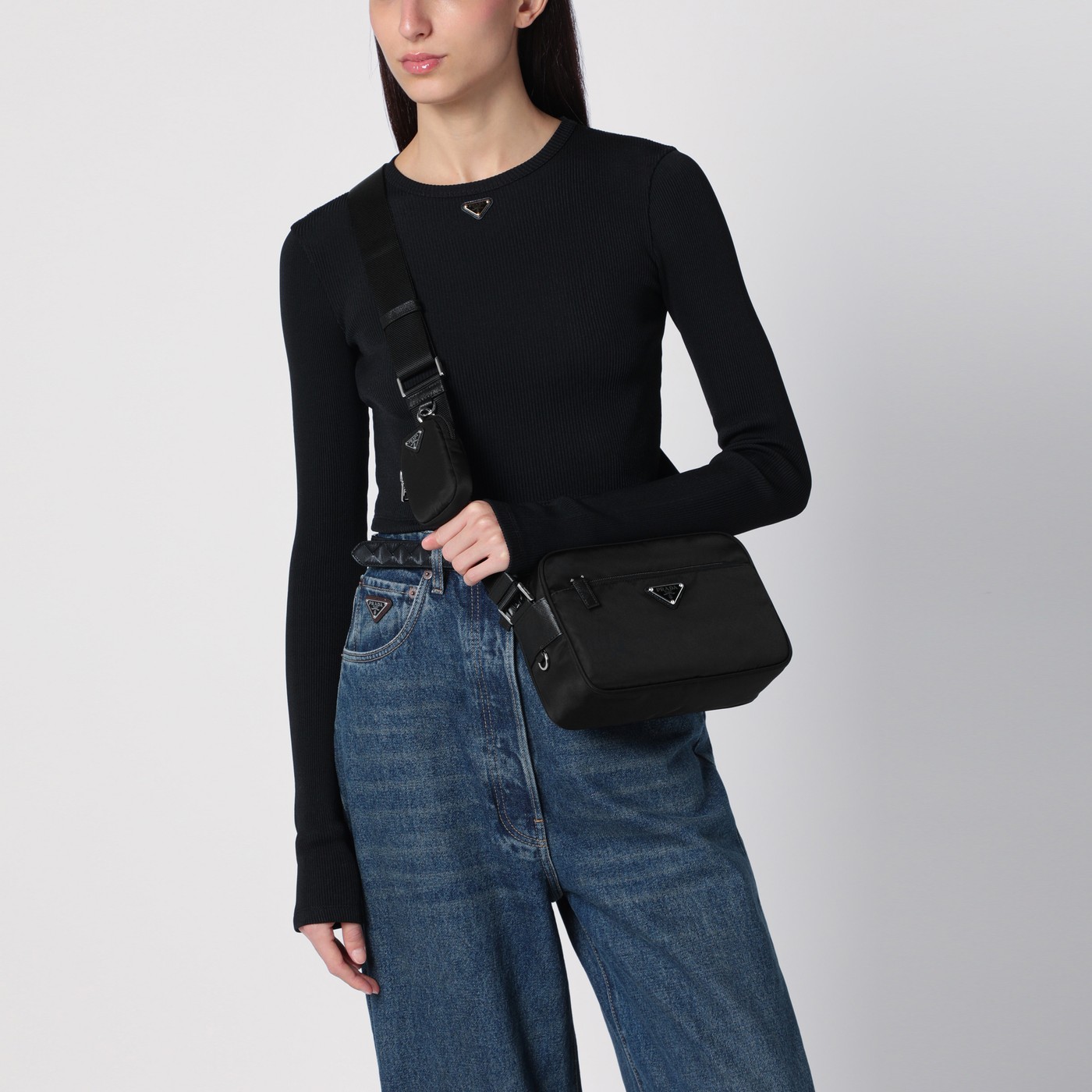 Prada Black Re-Nylon crossbody bag | TheDoubleF