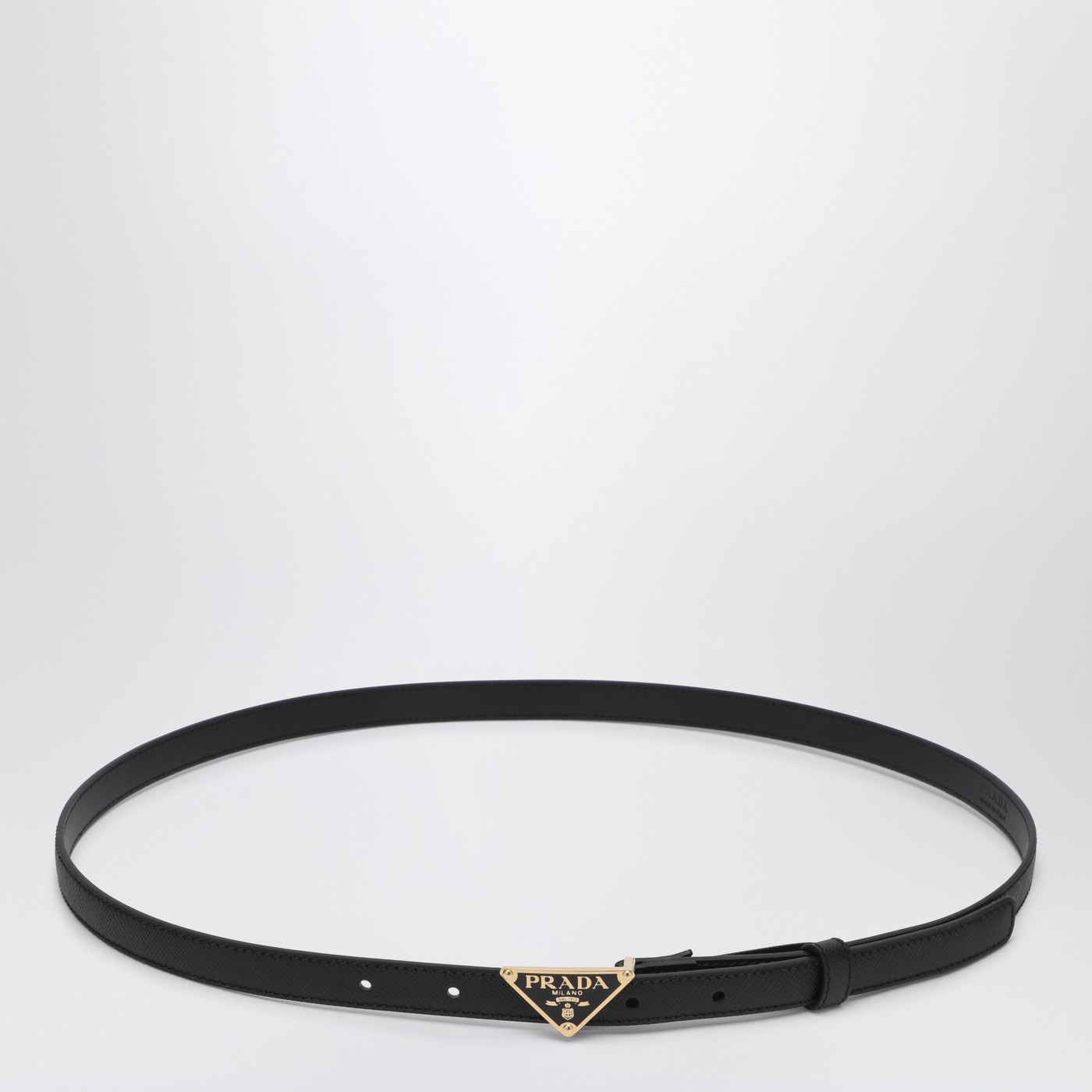 Prada Black Saffiano belt with triangle logo | TheDoubleF