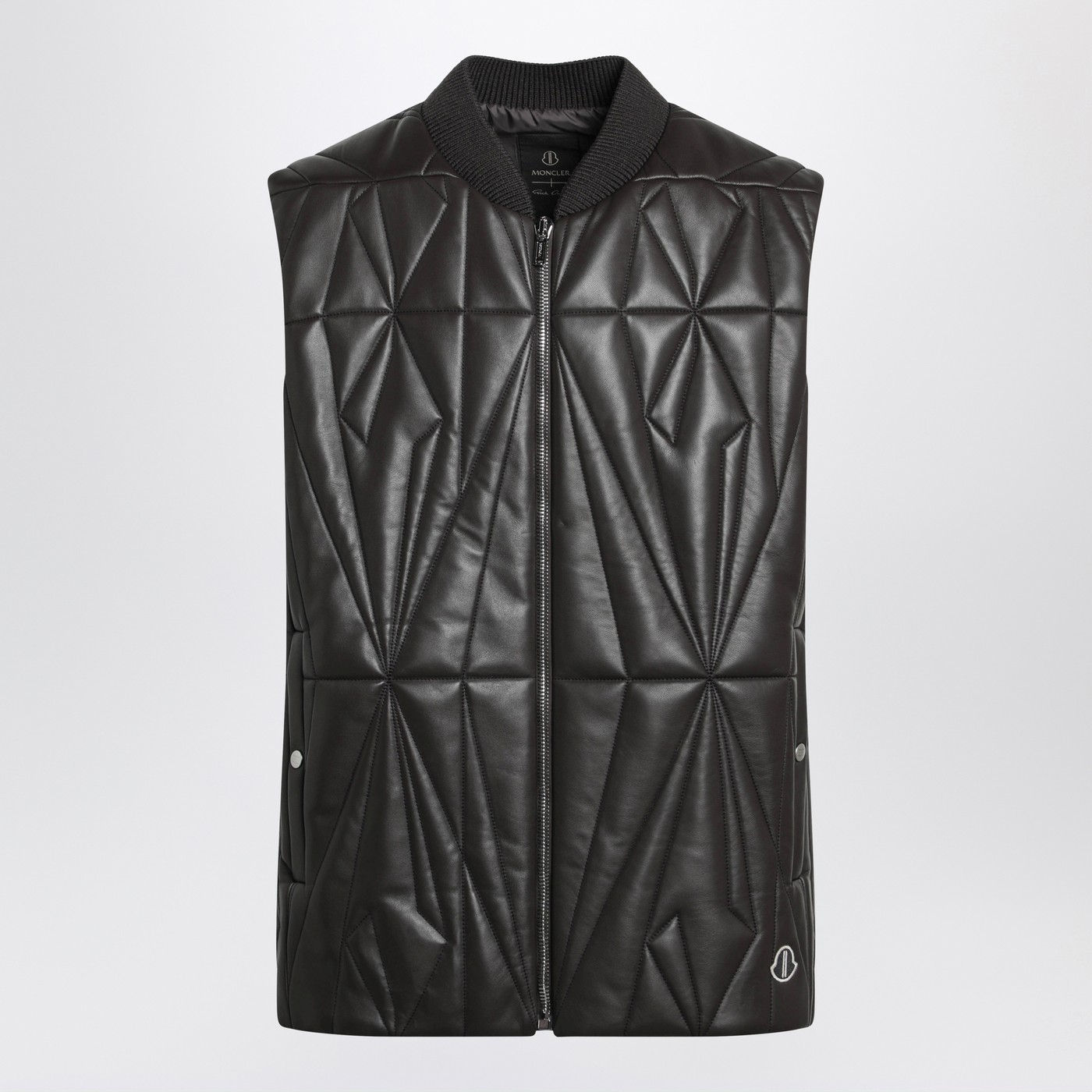 Moncler + Rick Owens Brown faux leather zip-up vest | TheDoubleF