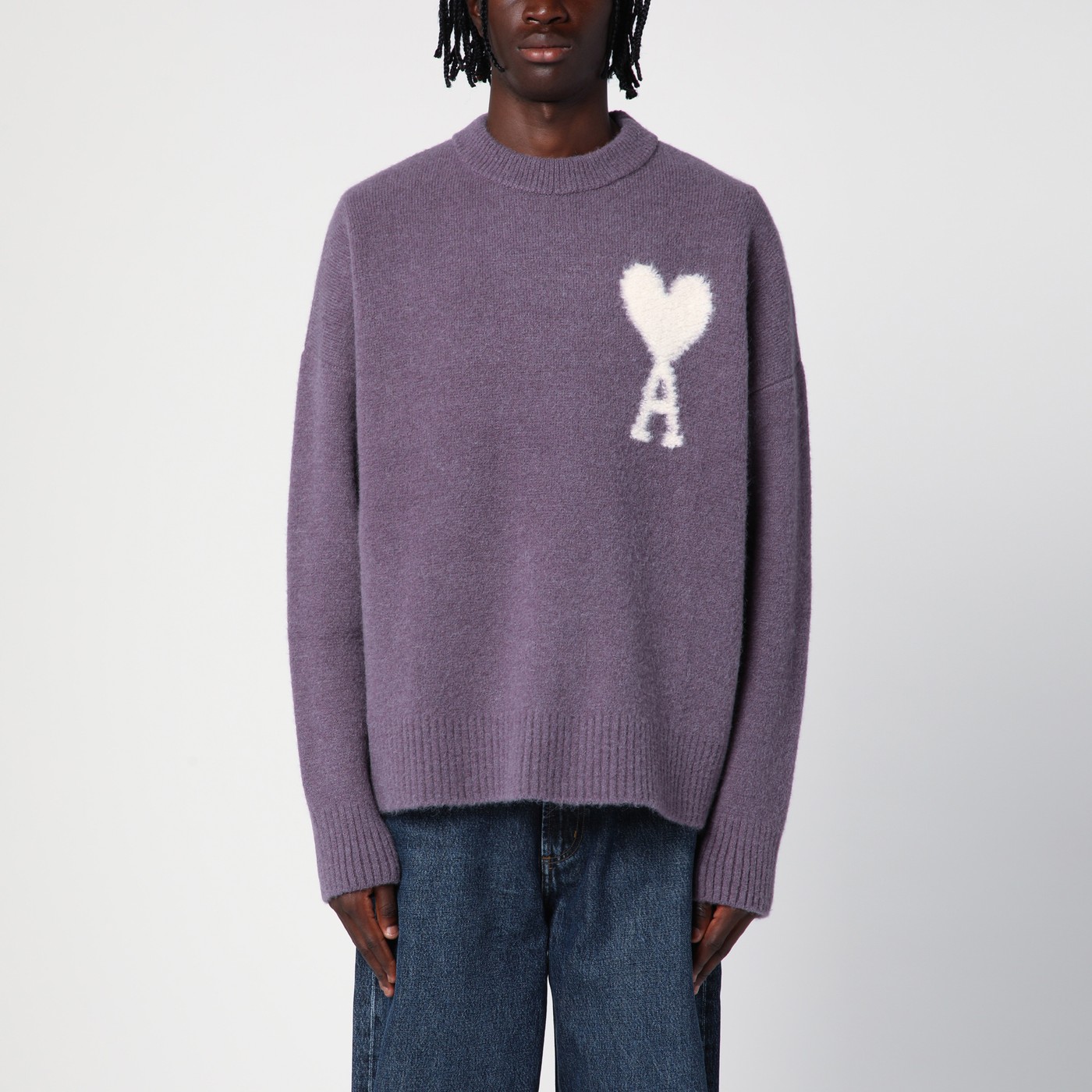 Ami Paris Lilac Ami De Coeur alpaca jumper | TheDoubleF