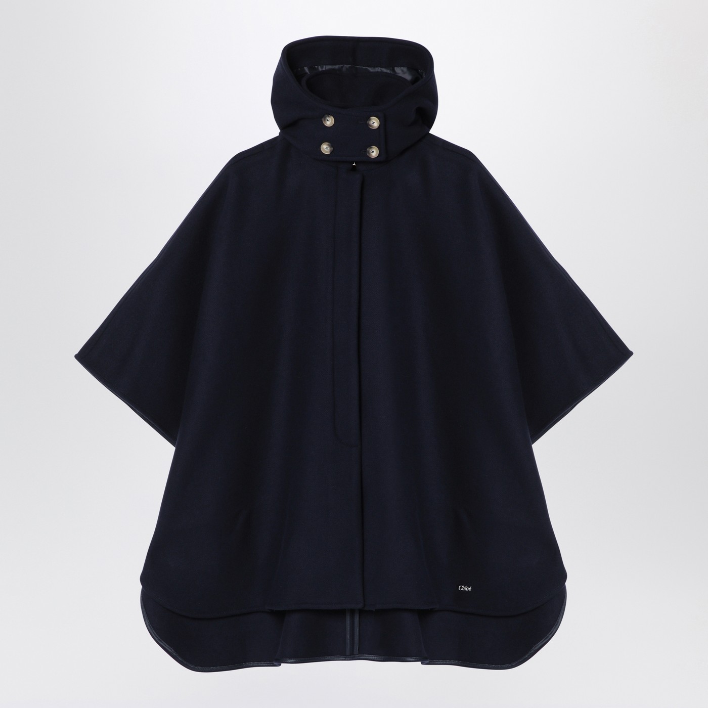 Chloé Navy blue wool hooded cape | TheDoubleF