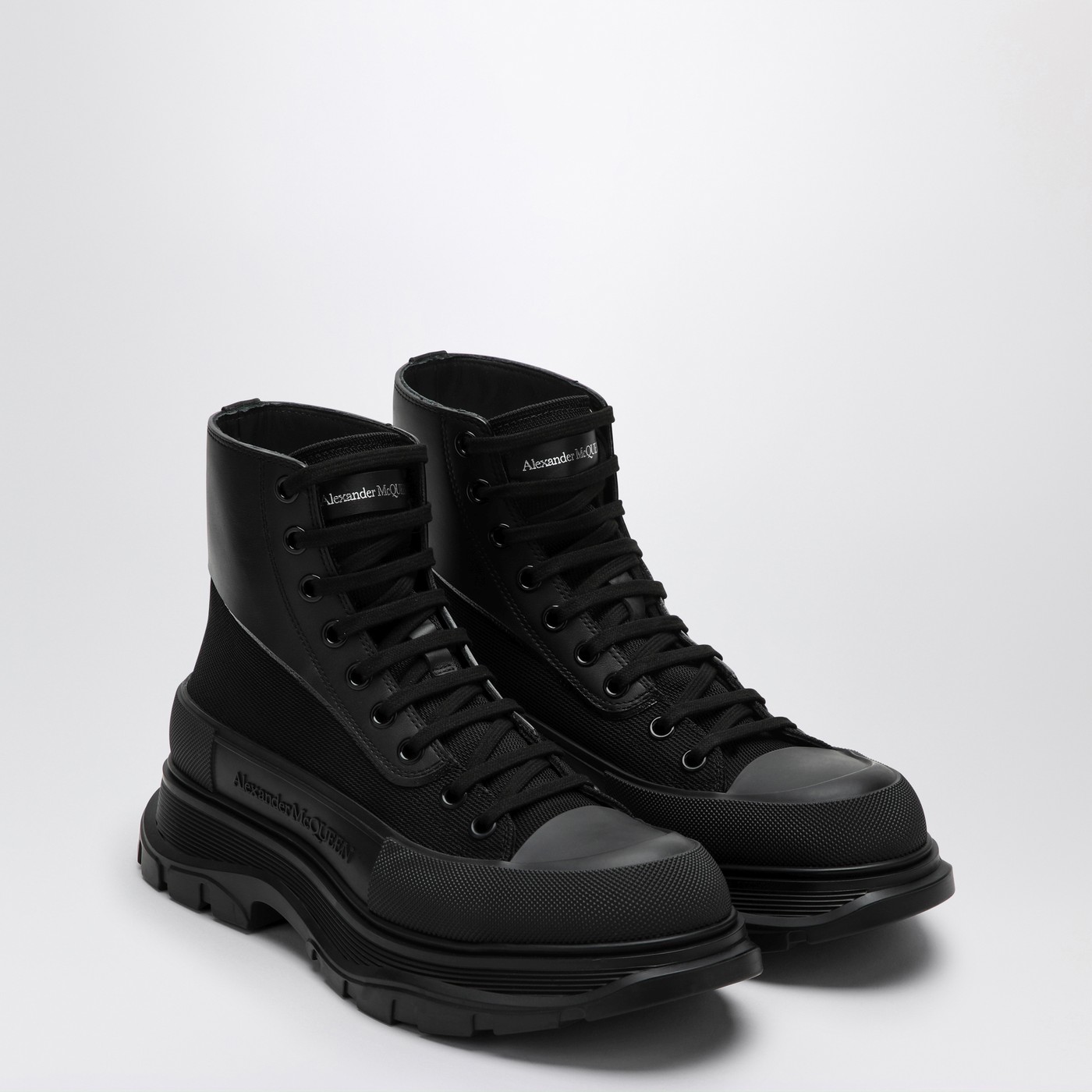 Alexander McQueen Black canvas Tread Slick boots | TheDoubleF