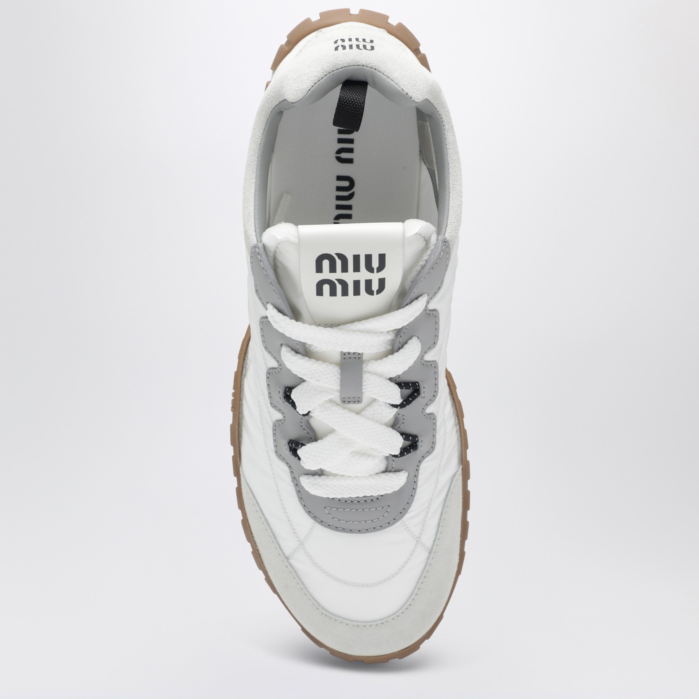 Miu Miu White Tyre sneakers in technical fabric and suede | TheDoubleF