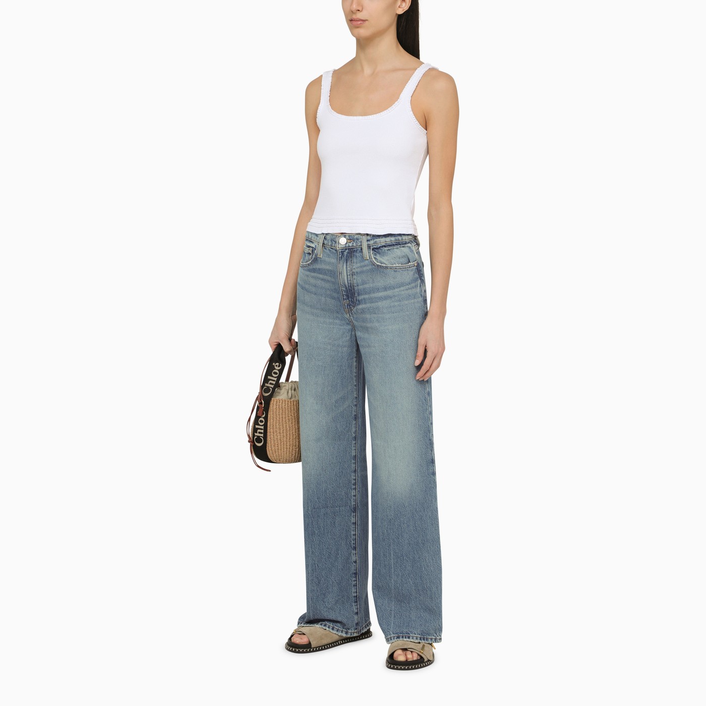 Chloé White ribbed cotton tank top | TheDoubleF