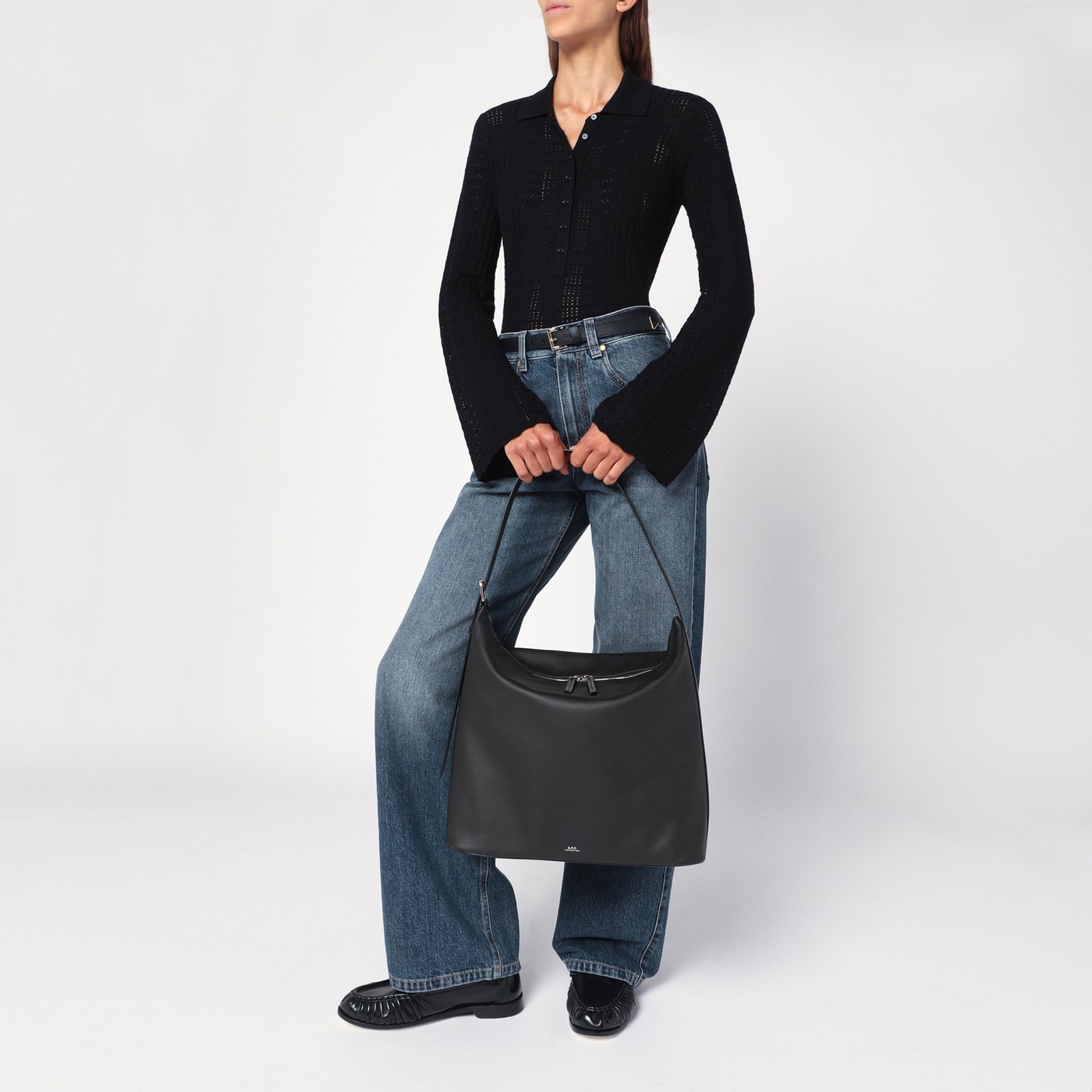 A.P.C. Large Vera bag in black leather | TheDoubleF