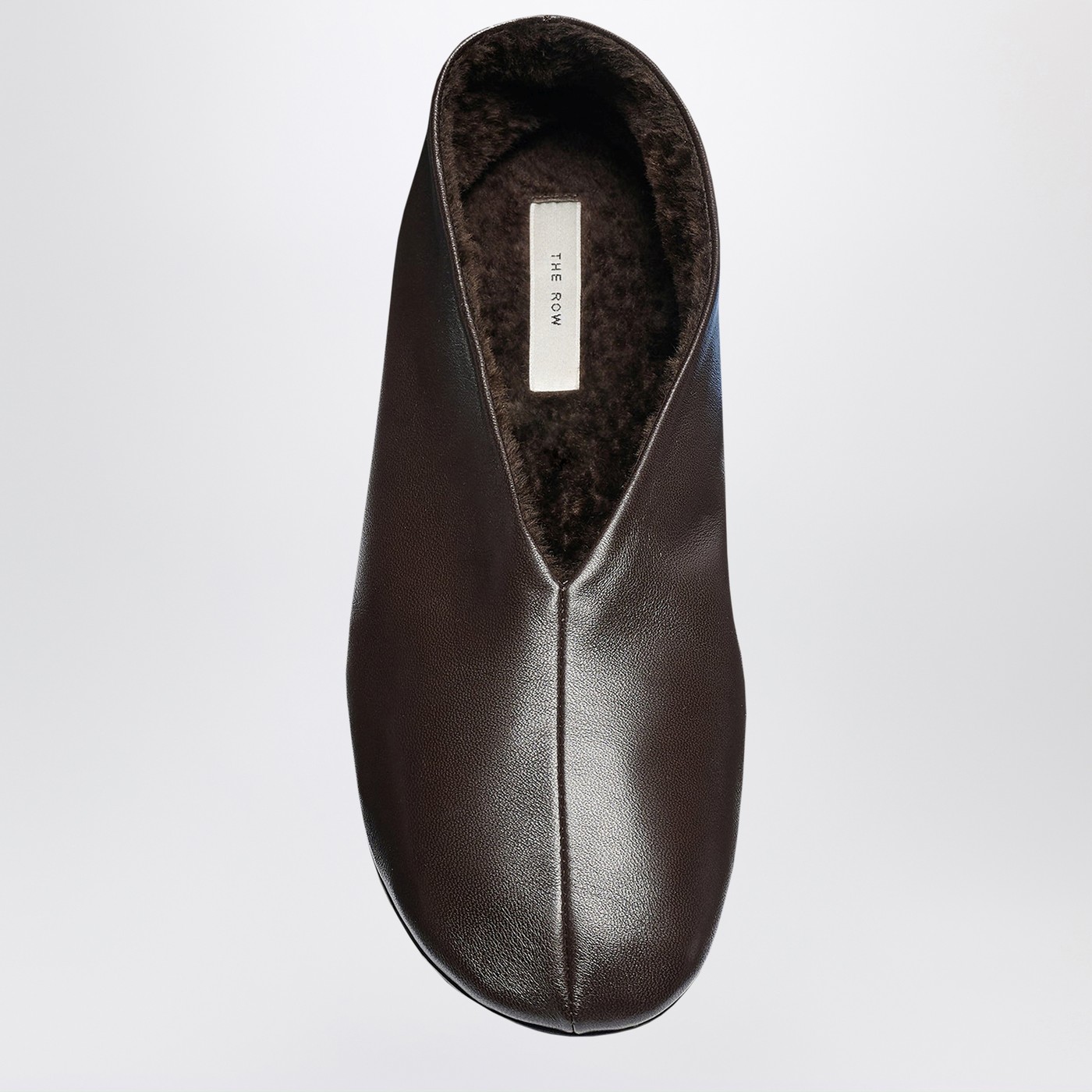 The Row Chaussons Stella marron en cuir et shearling | TheDoubleF