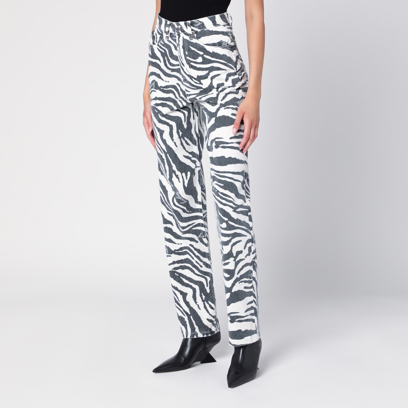 ROTATE Birger Christensen Zebra print jeans in organic cotton | TheDoubleF