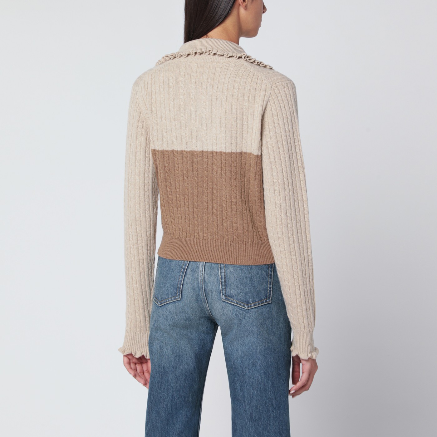 Chloé Pull torsadé bicolore en laine et cachemire | TheDoubleF