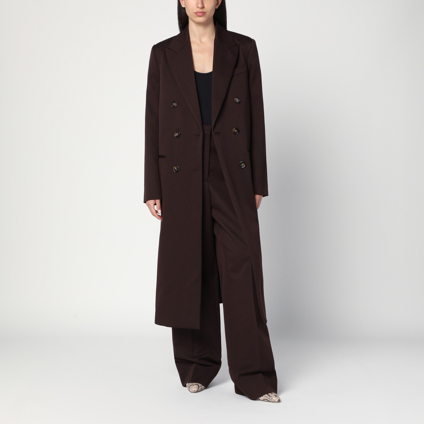 Stella McCartney Double-breasted plum wool coat | TheDoubleF