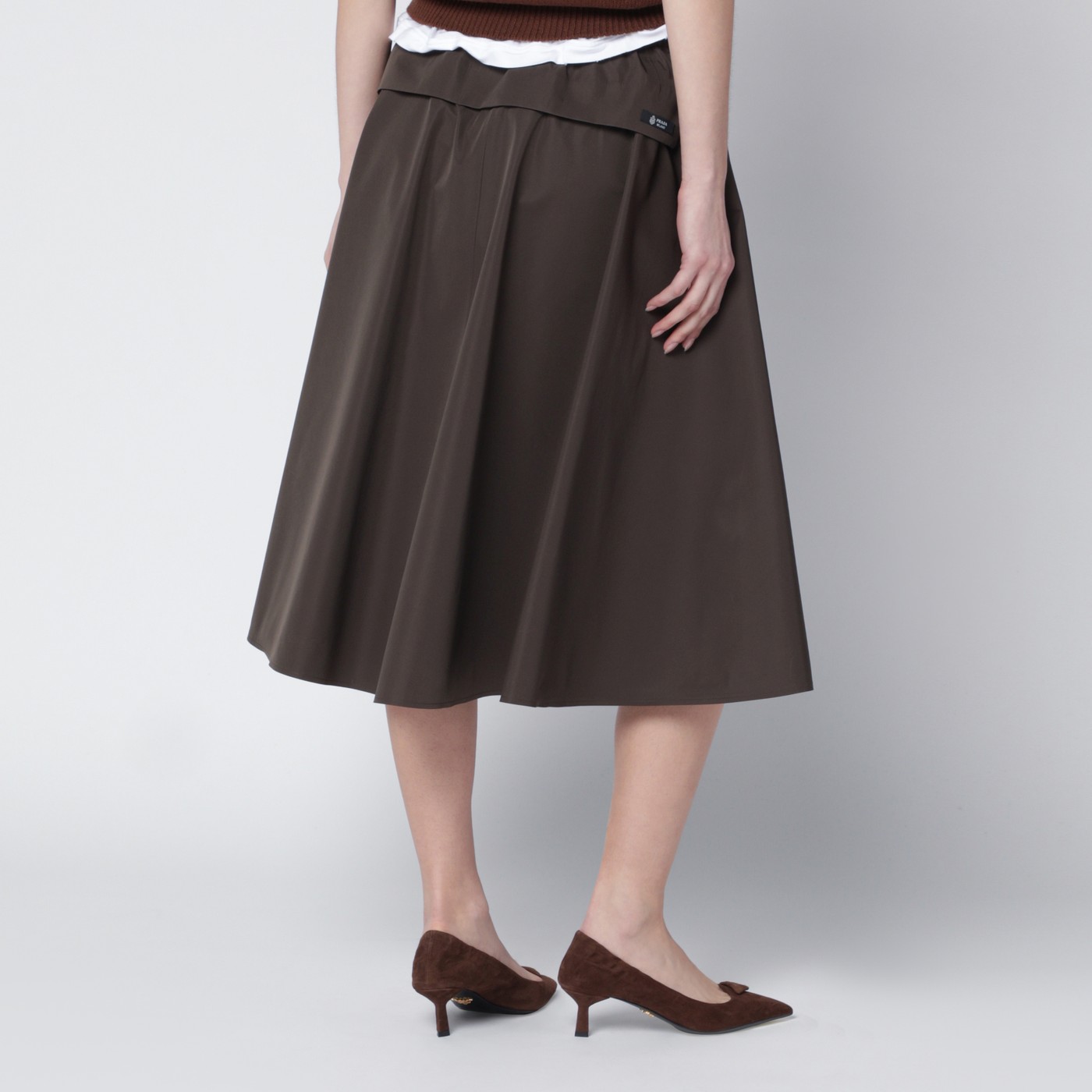 Prada Wide camouflage green skirt in technical canvas | TheDoubleF