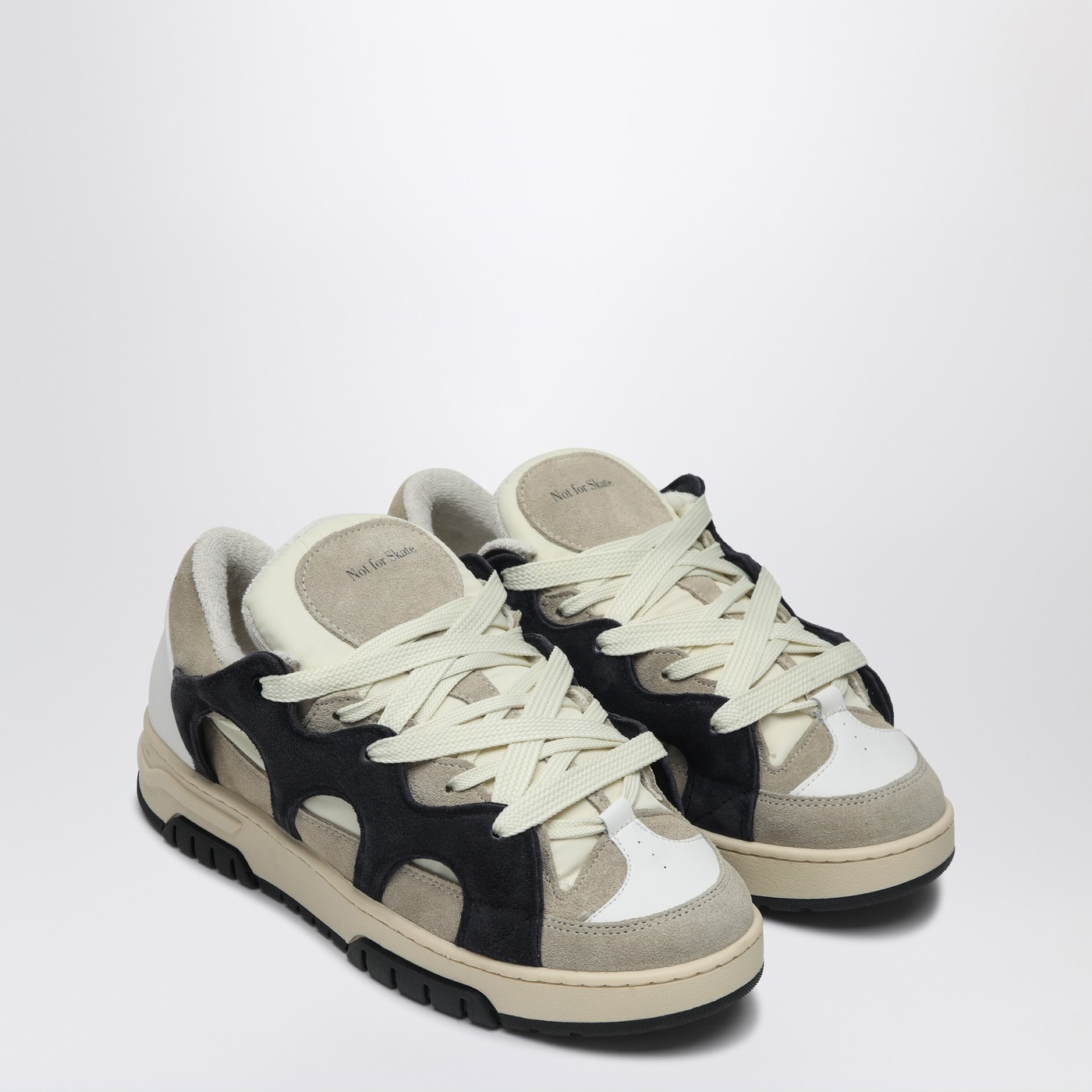Santha Model 1 cream/navy blue mesh and suede sneaker | TheDoubleF