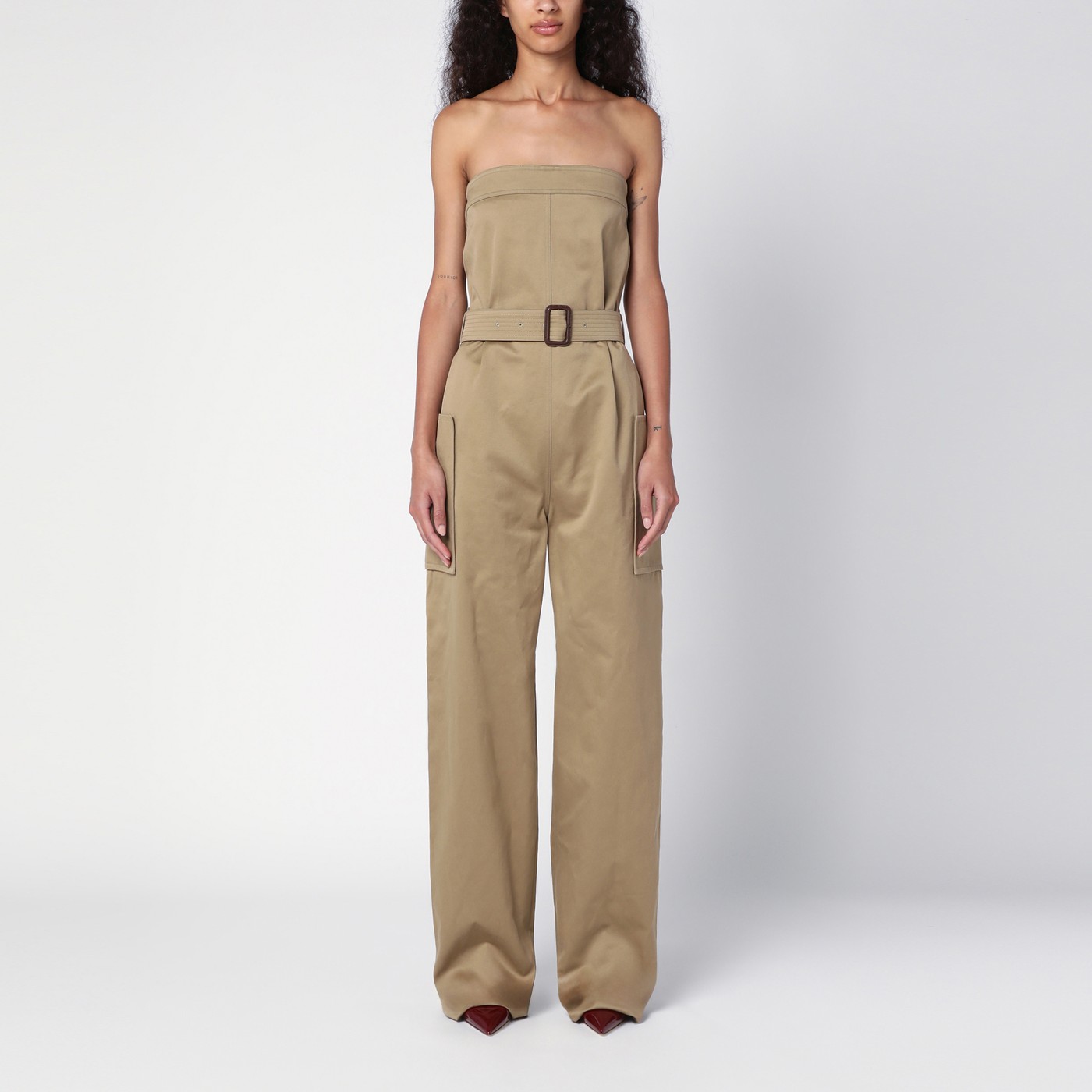 Saint Laurent Beige cotton bustier suit | TheDoubleF