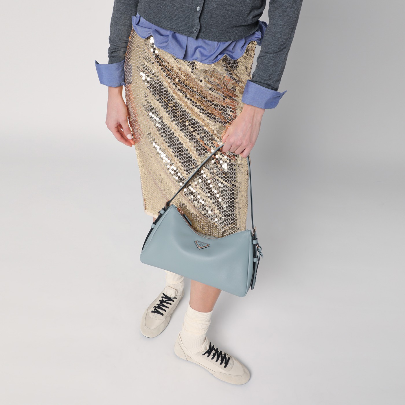 Prada Prada Aimée medium light blue leather bag | TheDoubleF