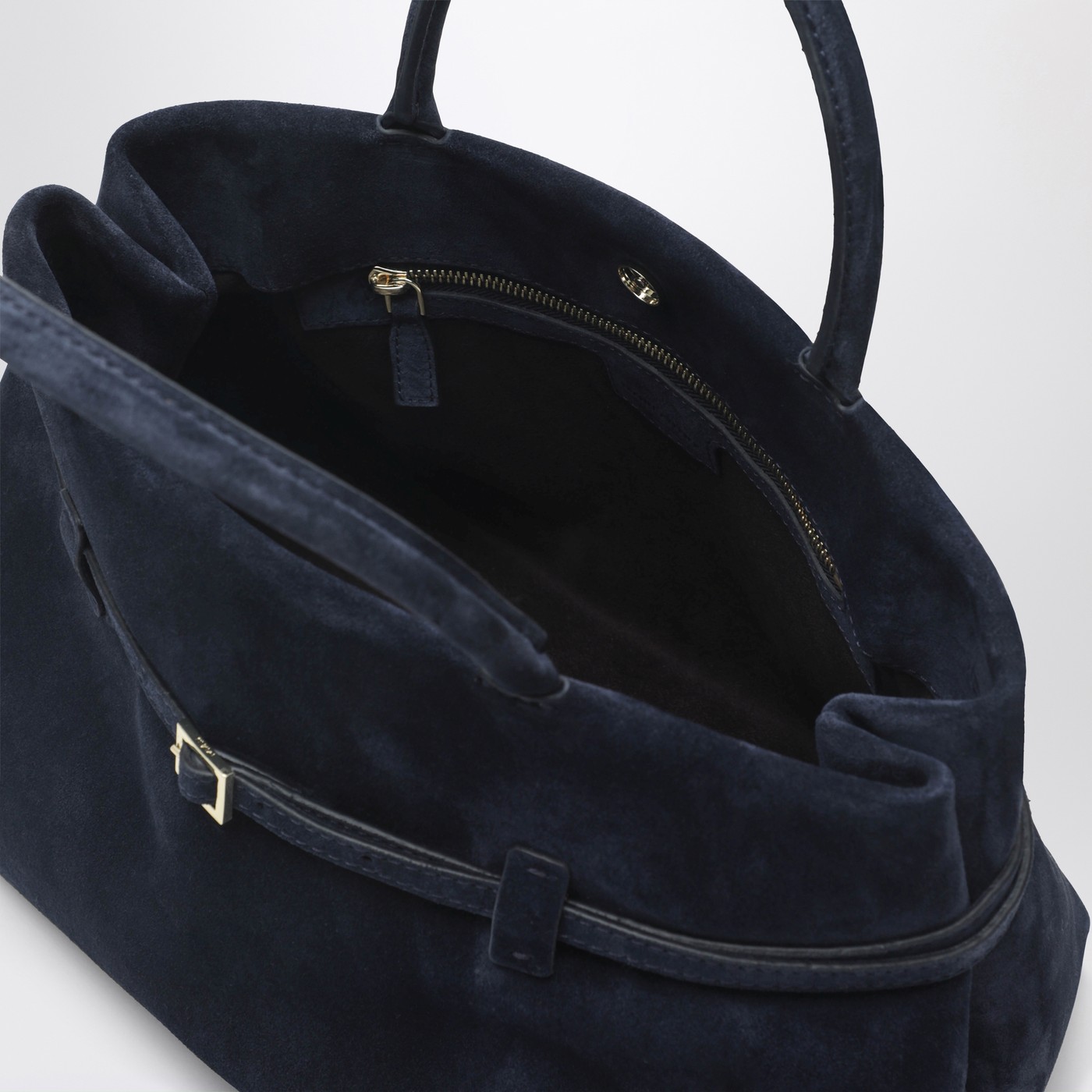 Manu Atelier Le Cambon 35 dark blue suede bag | TheDoubleF