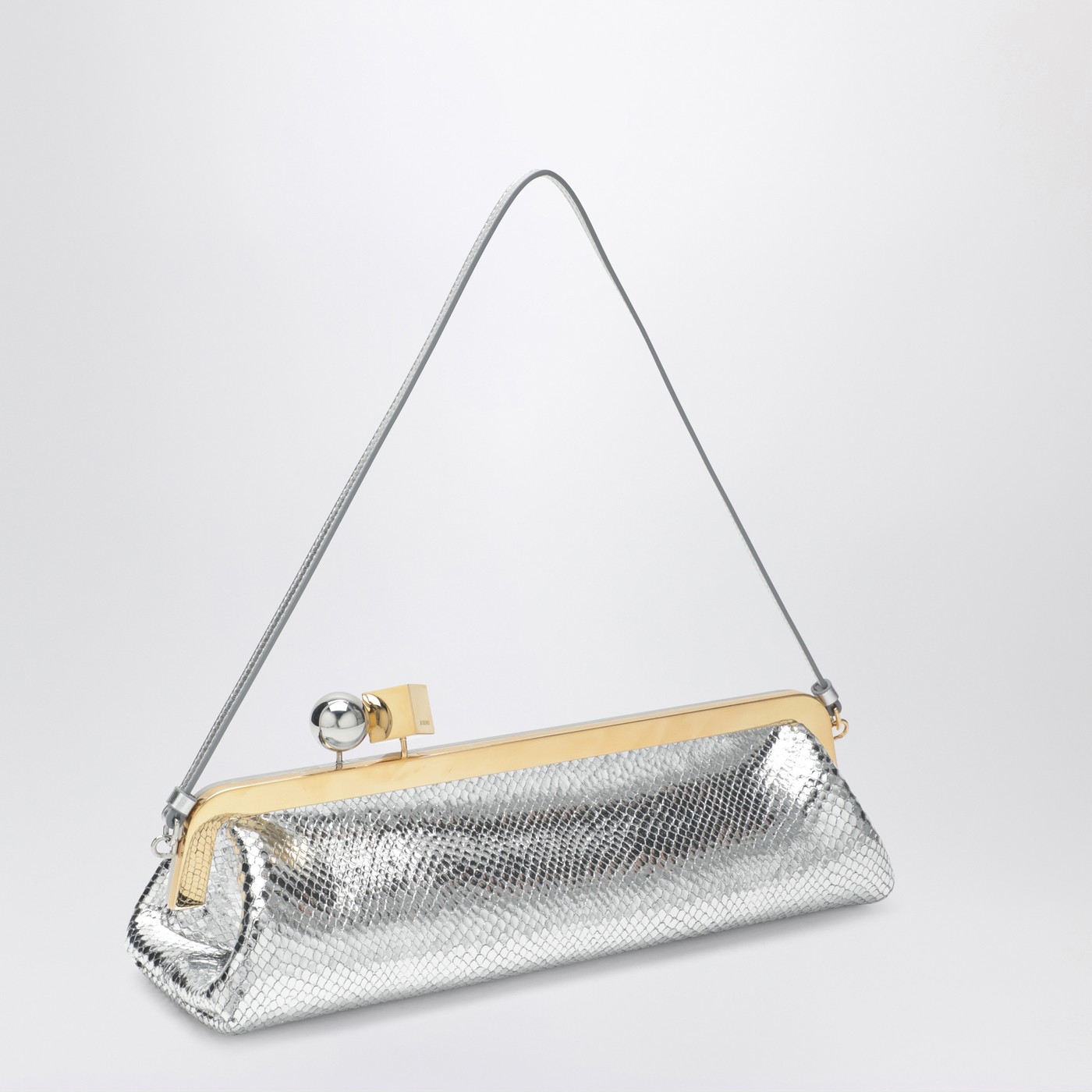 JACQUEMUS Salon mirror-effect snakeskin leather pouch | TheDoubleF