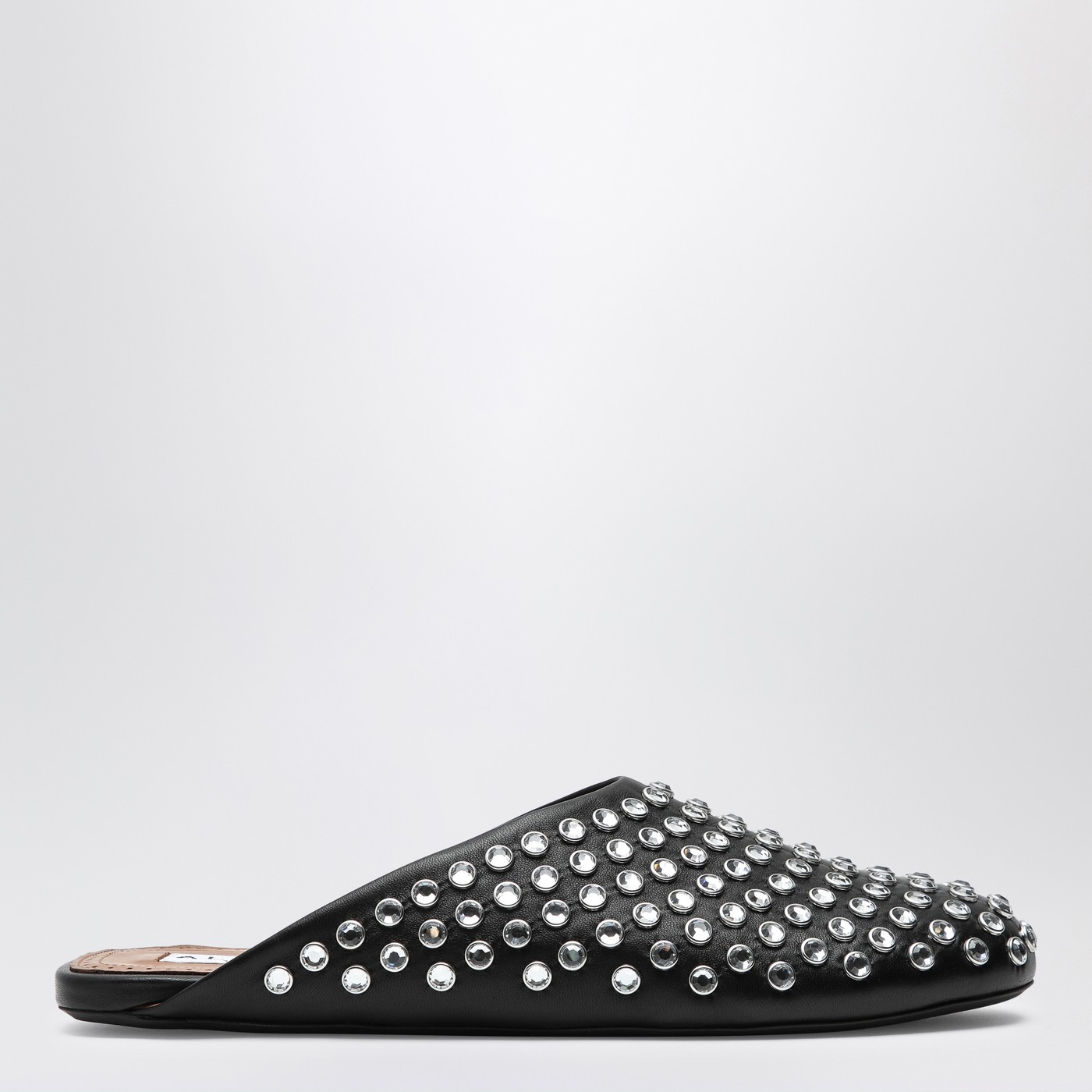 Alaïa Black leather mule flat with crystals | TheDoubleF