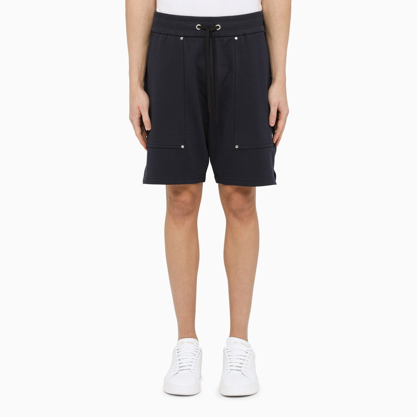Moose Knuckles Navy cotton jersey bermuda shorts | TheDoubleF