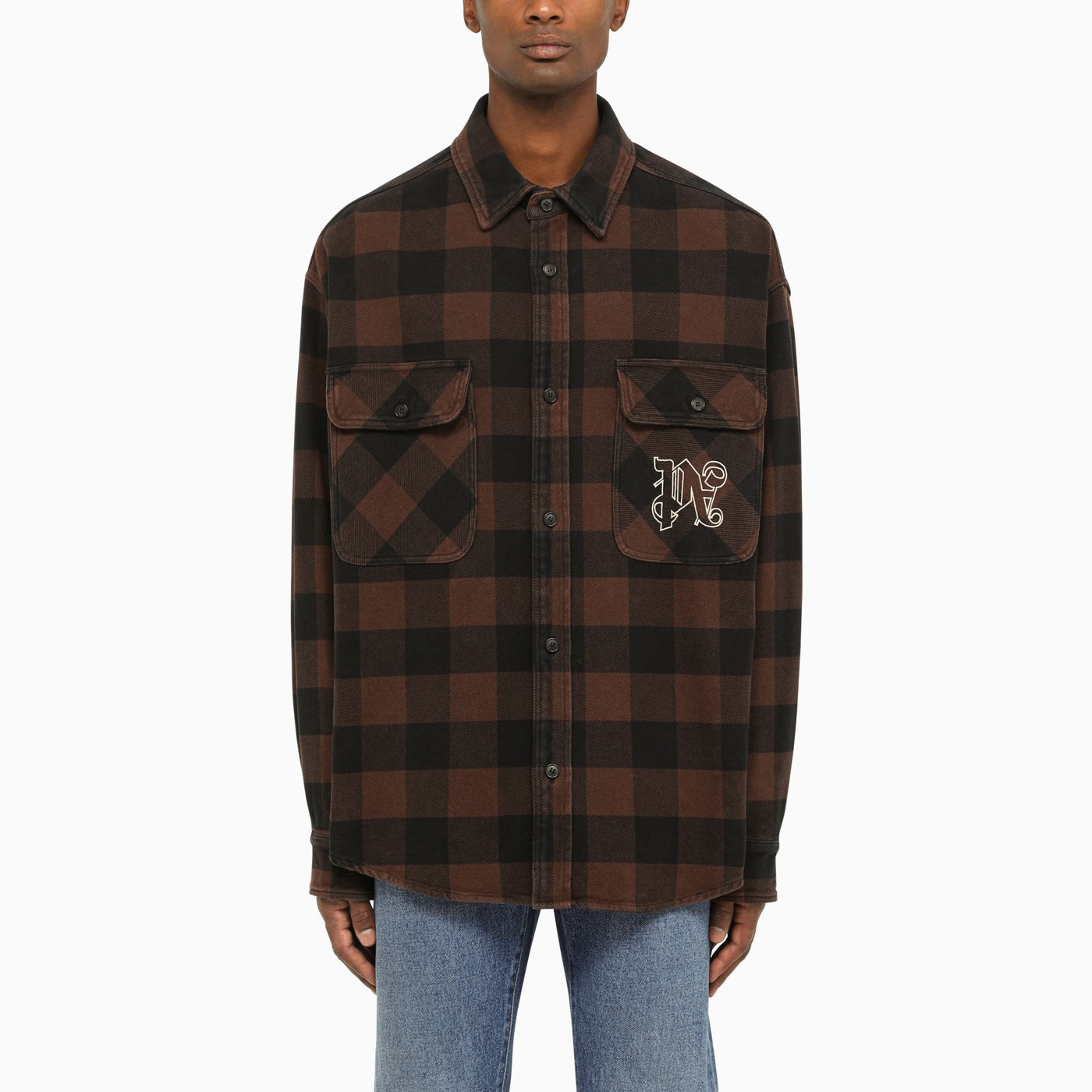 Palm Angels Brown check pattern shirt | TheDoubleF