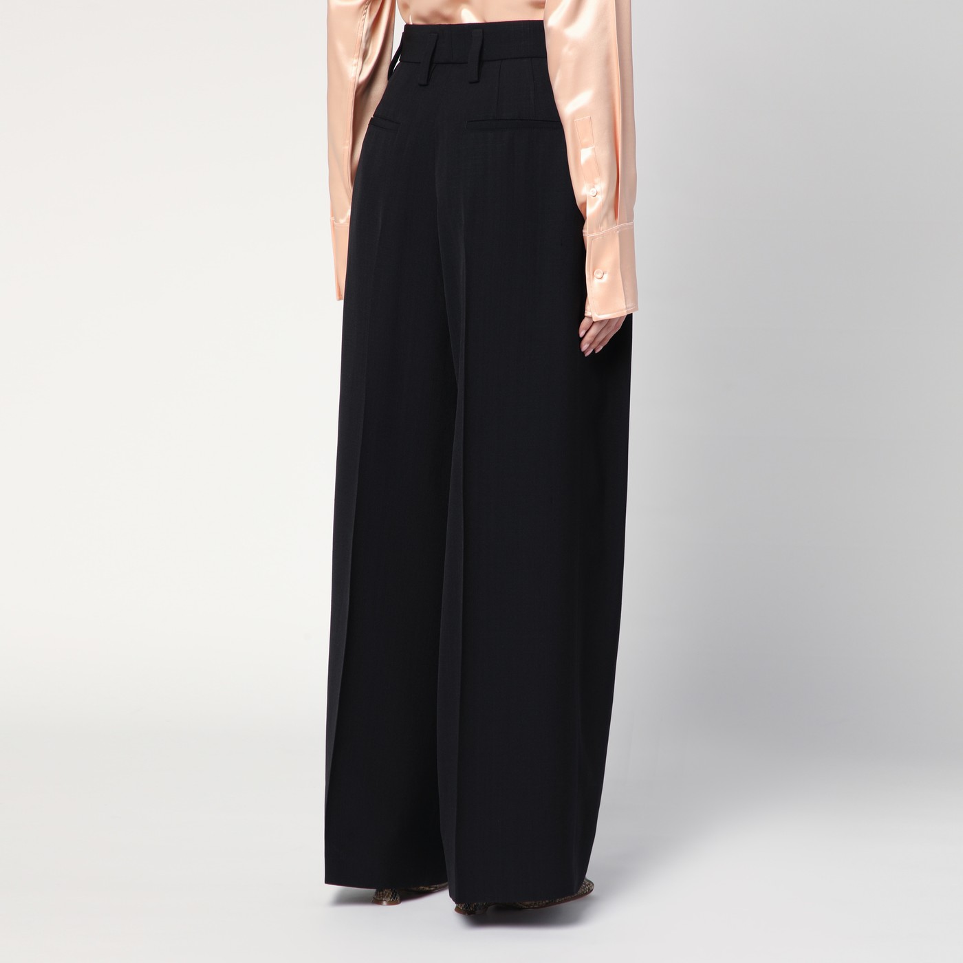 Jil Sander Wide black pants in silk blend | TheDoubleF