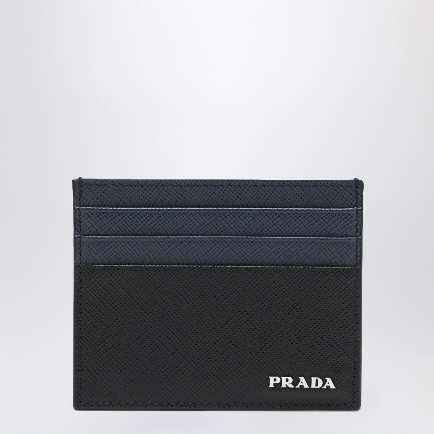 Prada Card holder in Saffiano blue/black | TheDoubleF