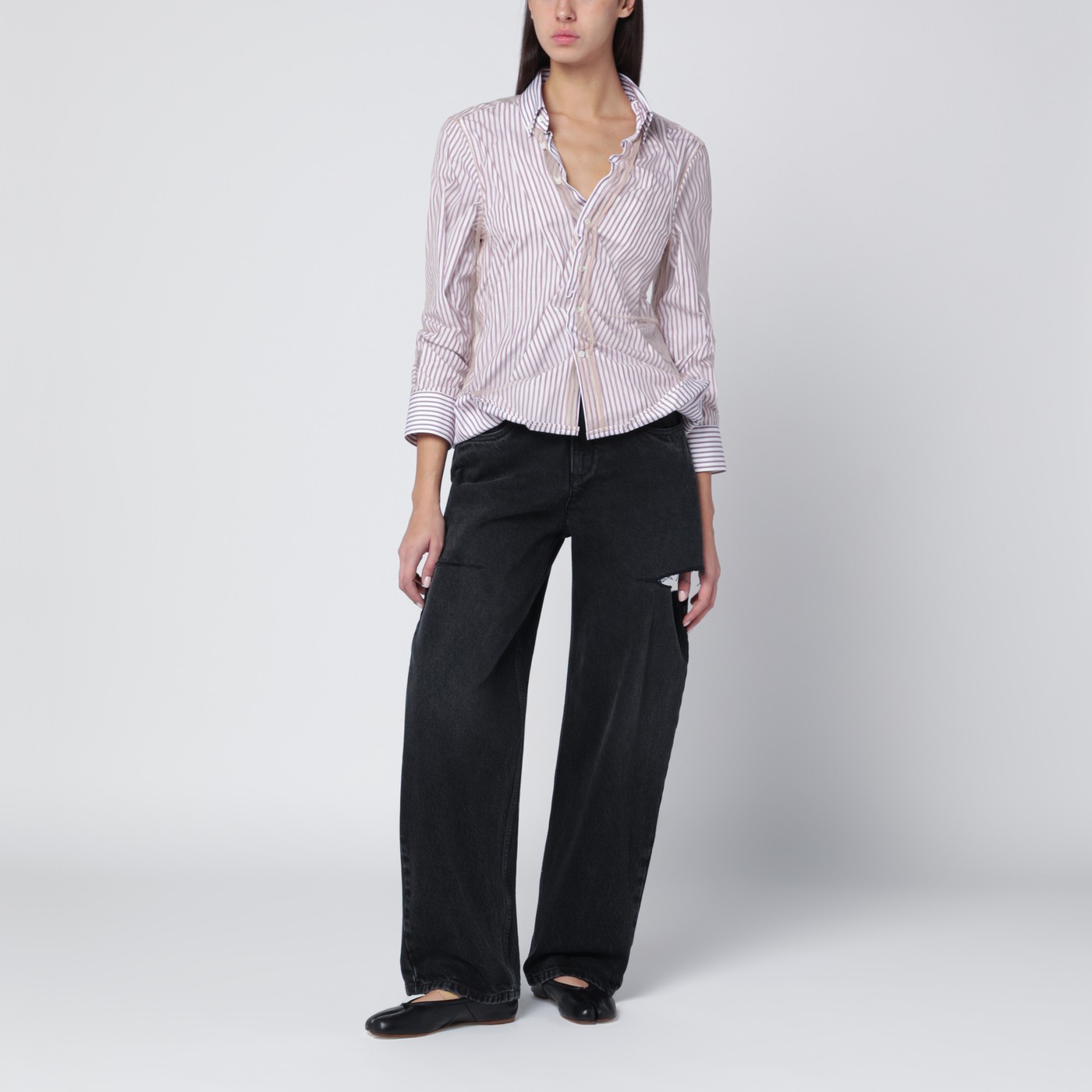 Maison Margiela Black washed jeans with side rips | TheDoubleF