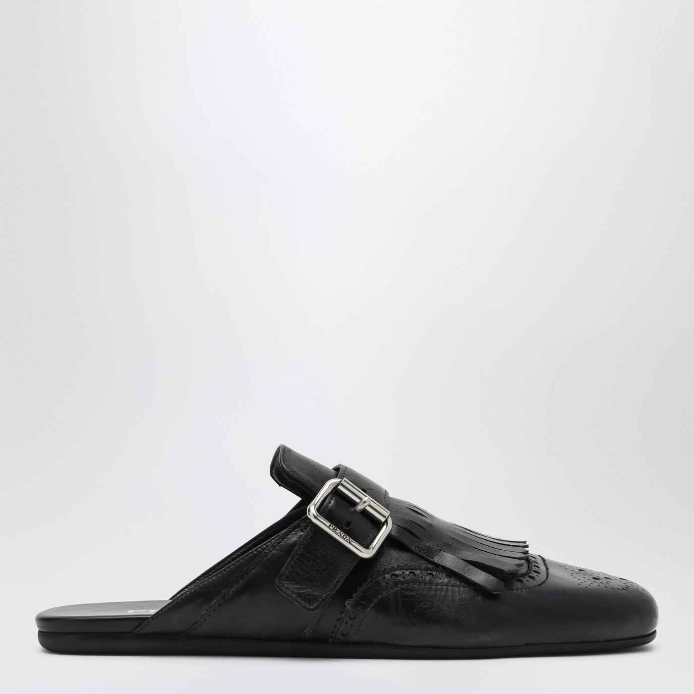 Prada Sabot Shuffle noir en cuir avec boucle | TheDoubleF