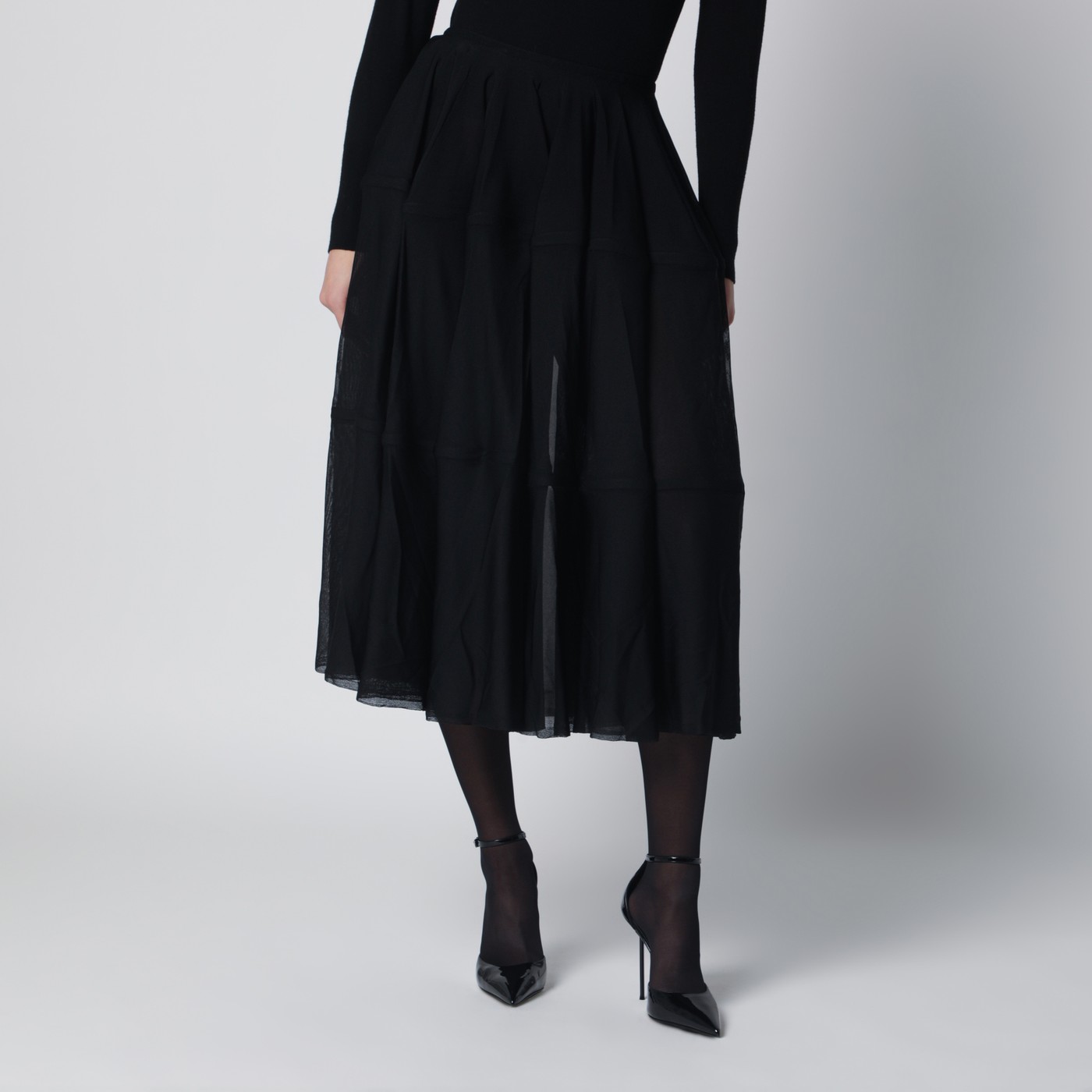Alaïa Schwarzer Midi-Tüllrock | TheDoubleF