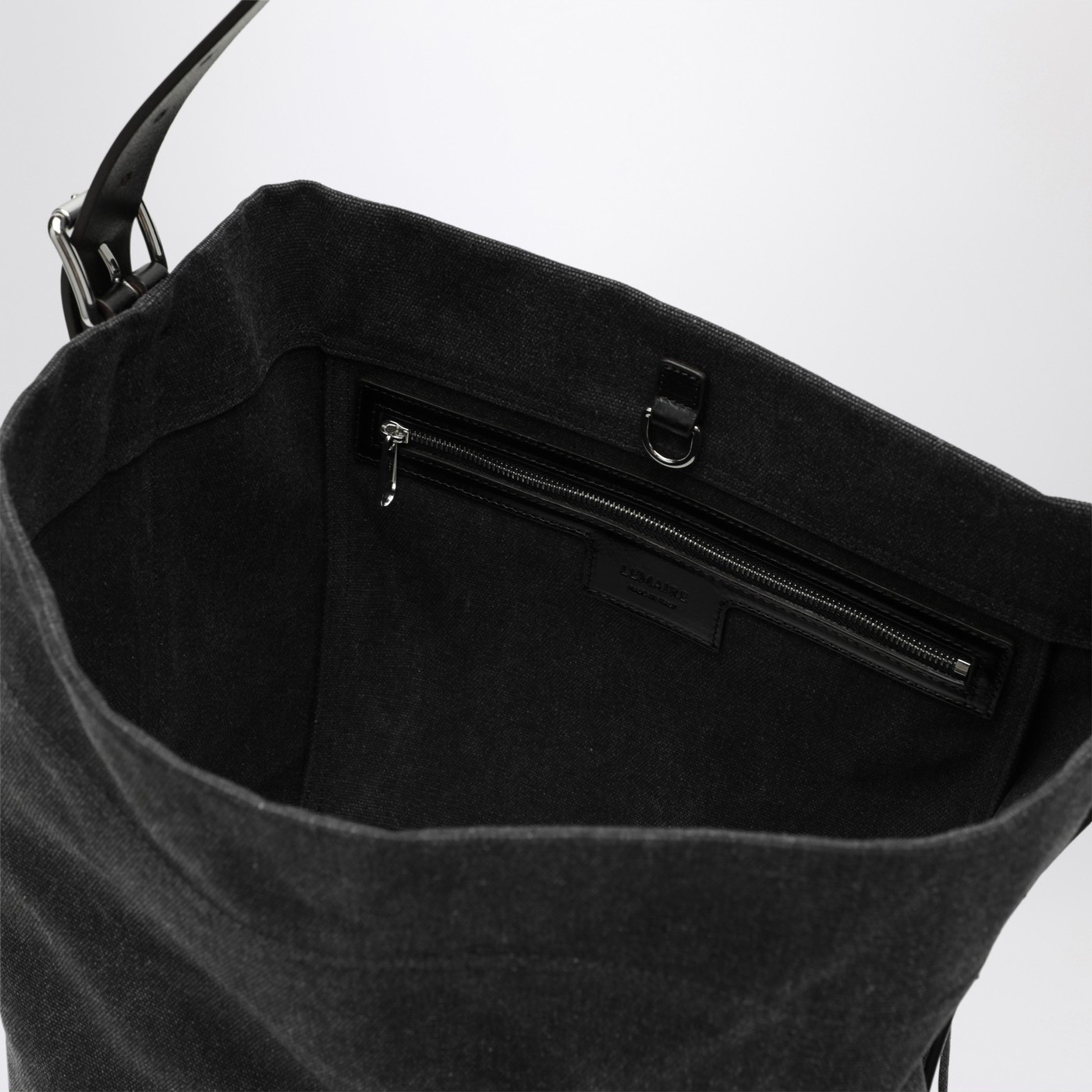 LEMAIRE Ash-black belted tote bag in cotton canvas | TheDoubleF
