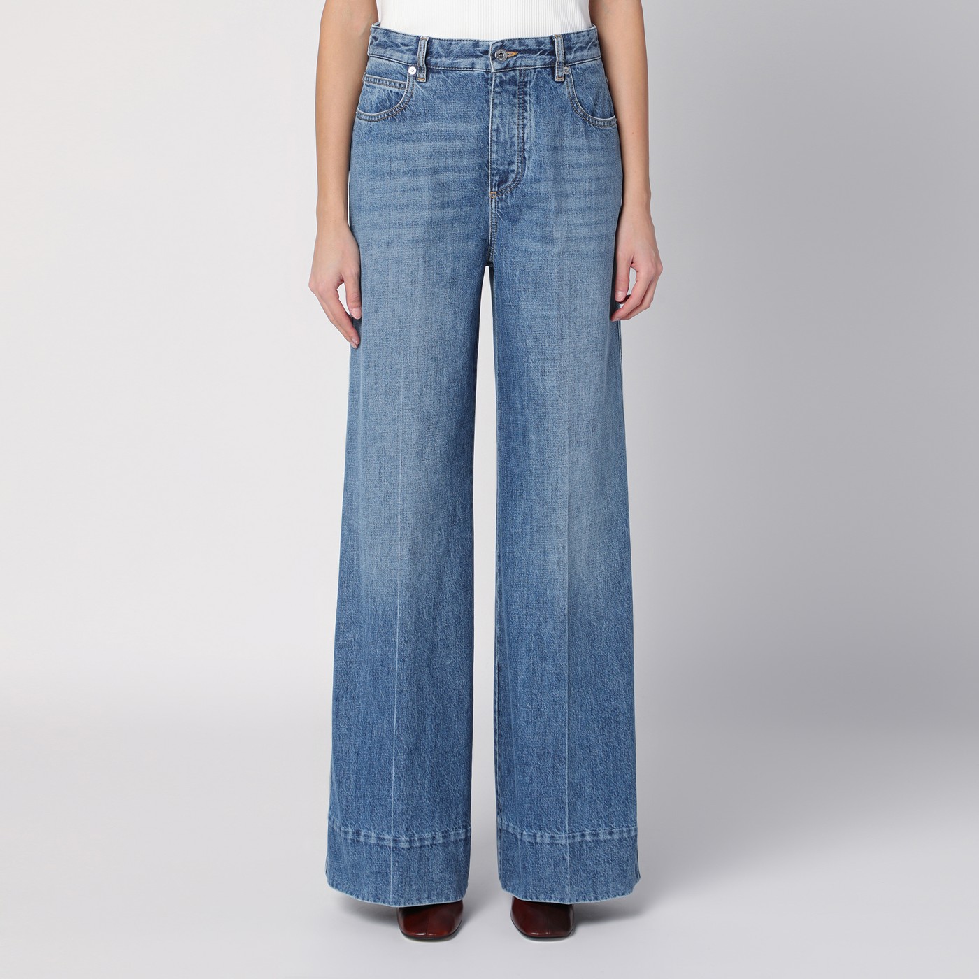 Bottega Veneta Mid blue palazzo jeans | TheDoubleF