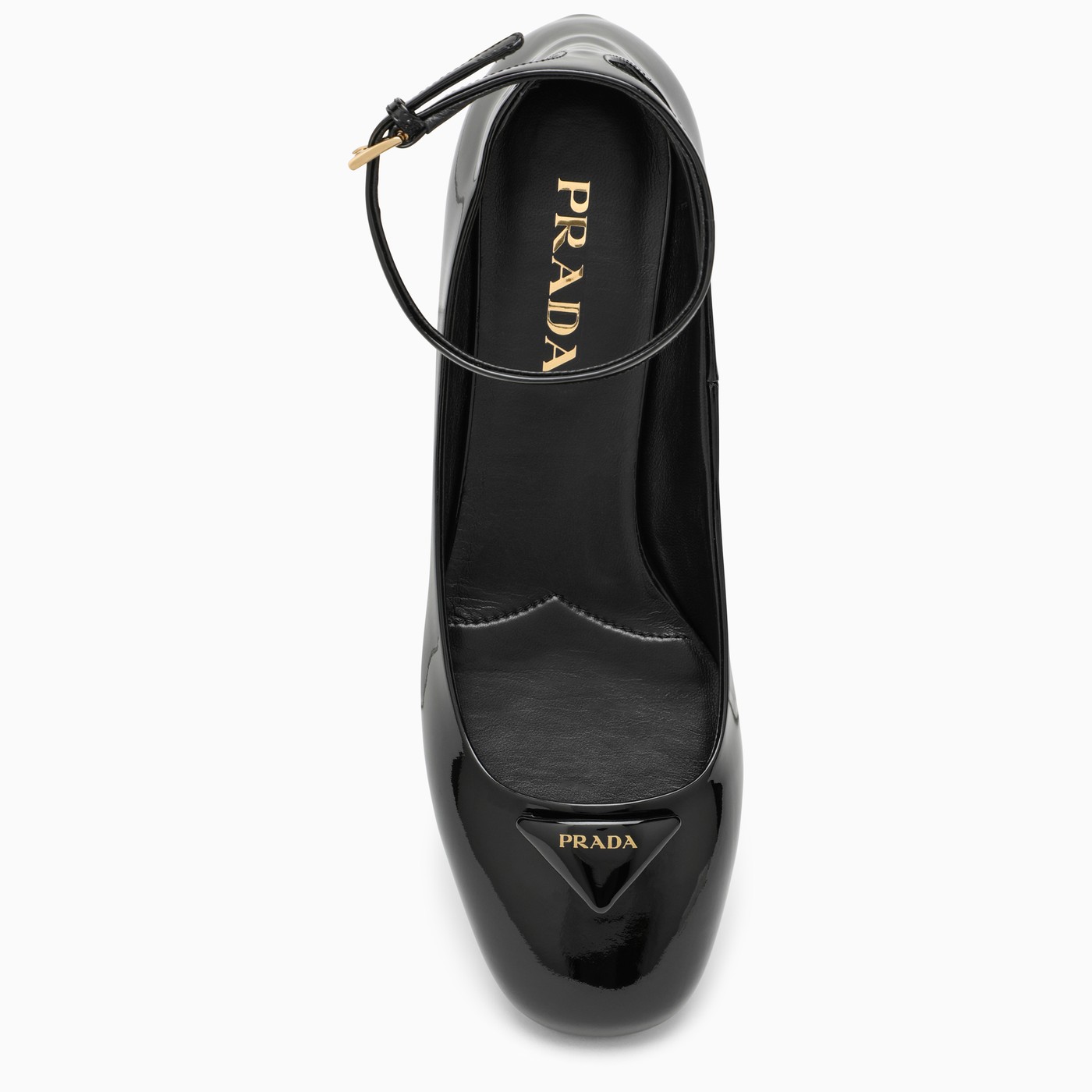 Prada Black patent leather pump with logo | TheDoubleF