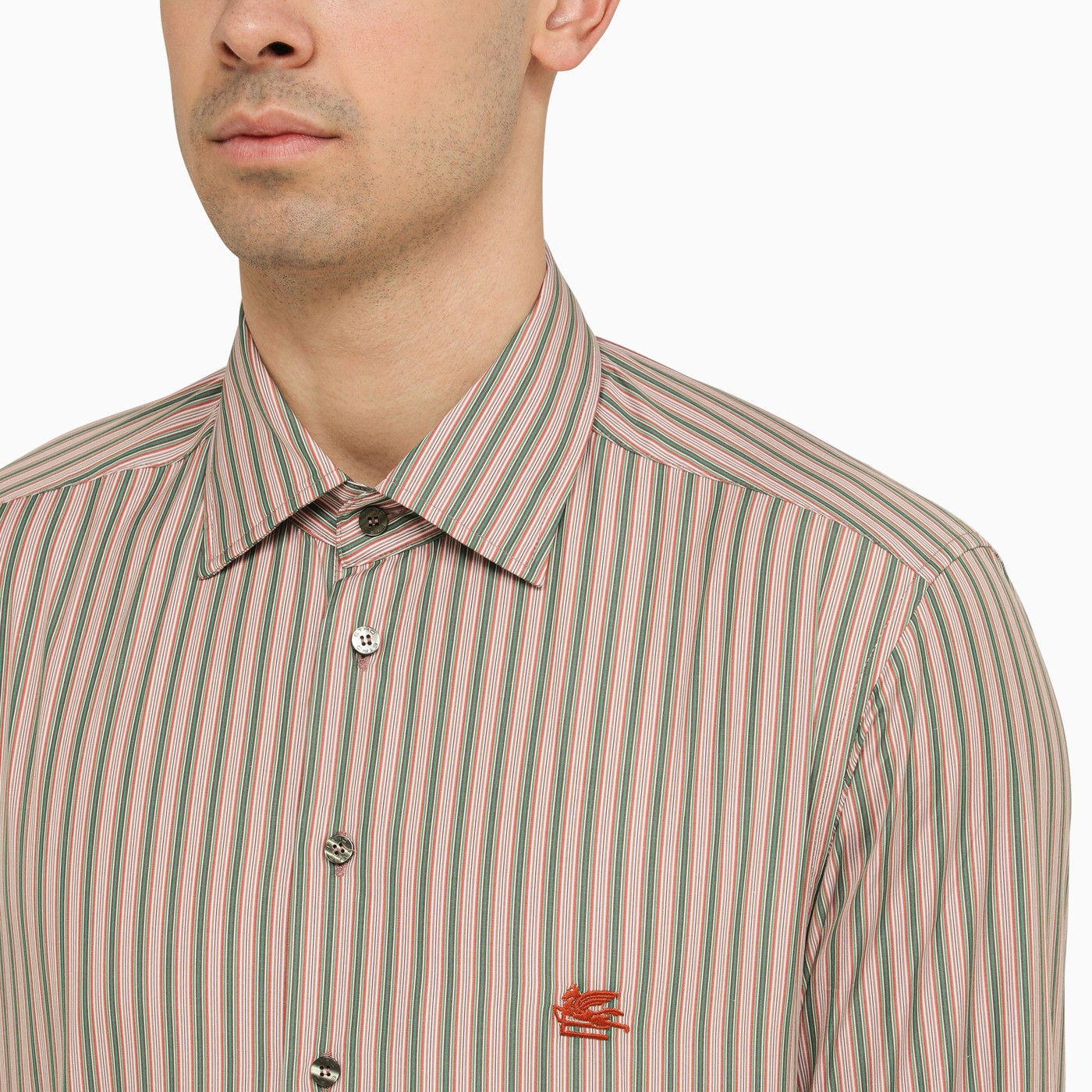 ETRO Pink/green striped cotton shirt | TheDoubleF
