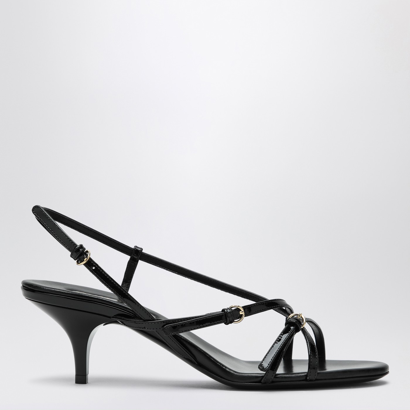 Miu Miu Black patent leather sandal with buckles | TheDoubleF