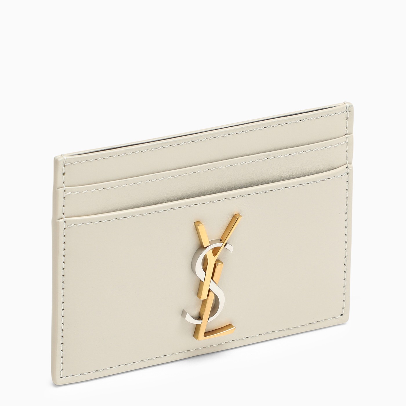 Saint Laurent Cassandre cream leather card holder | TheDoubleF