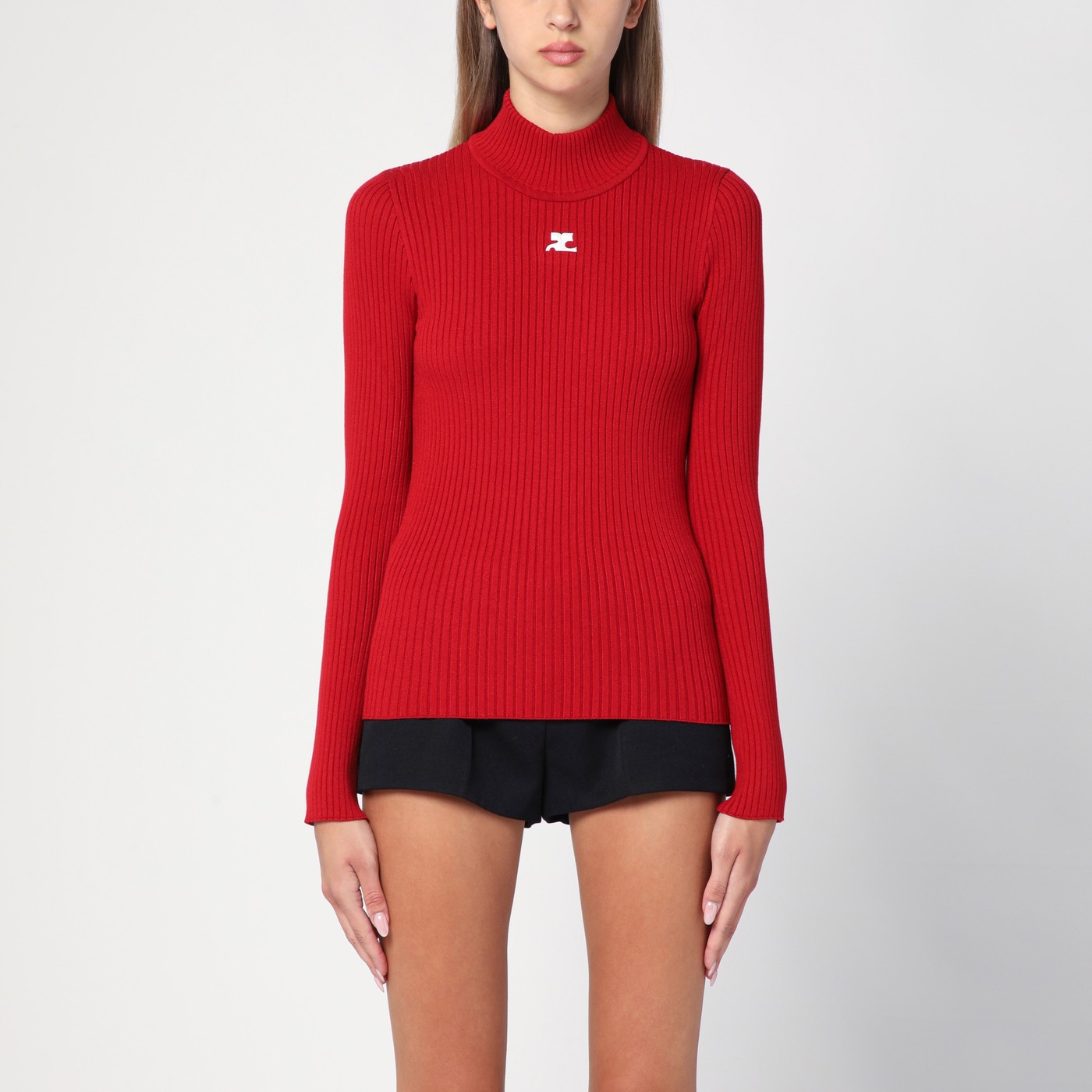 Courrèges Red ribbed turtleneck sweater | TheDoubleF