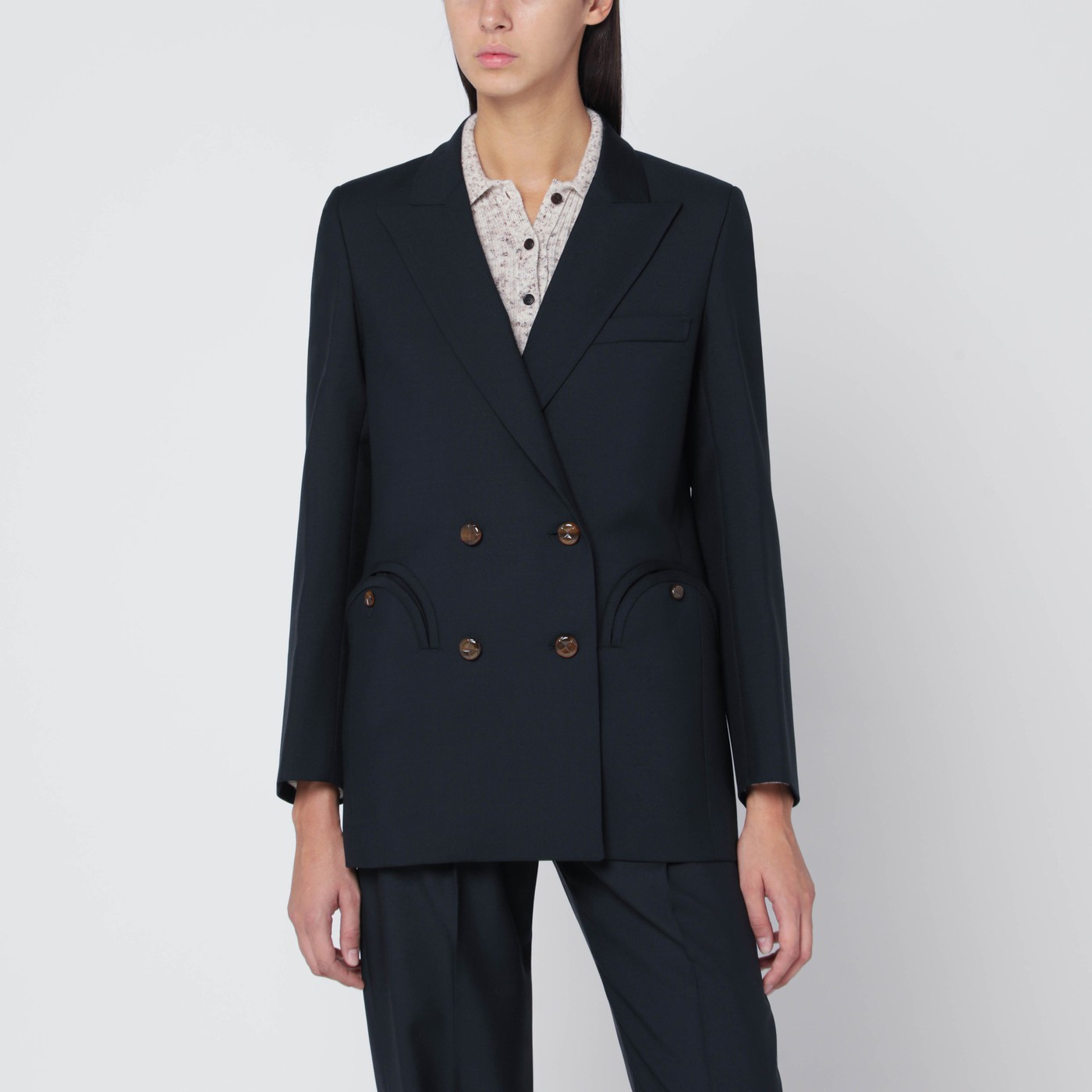 Blazé Milano Navy blue wool and mohair blazer first class | TheDoubleF